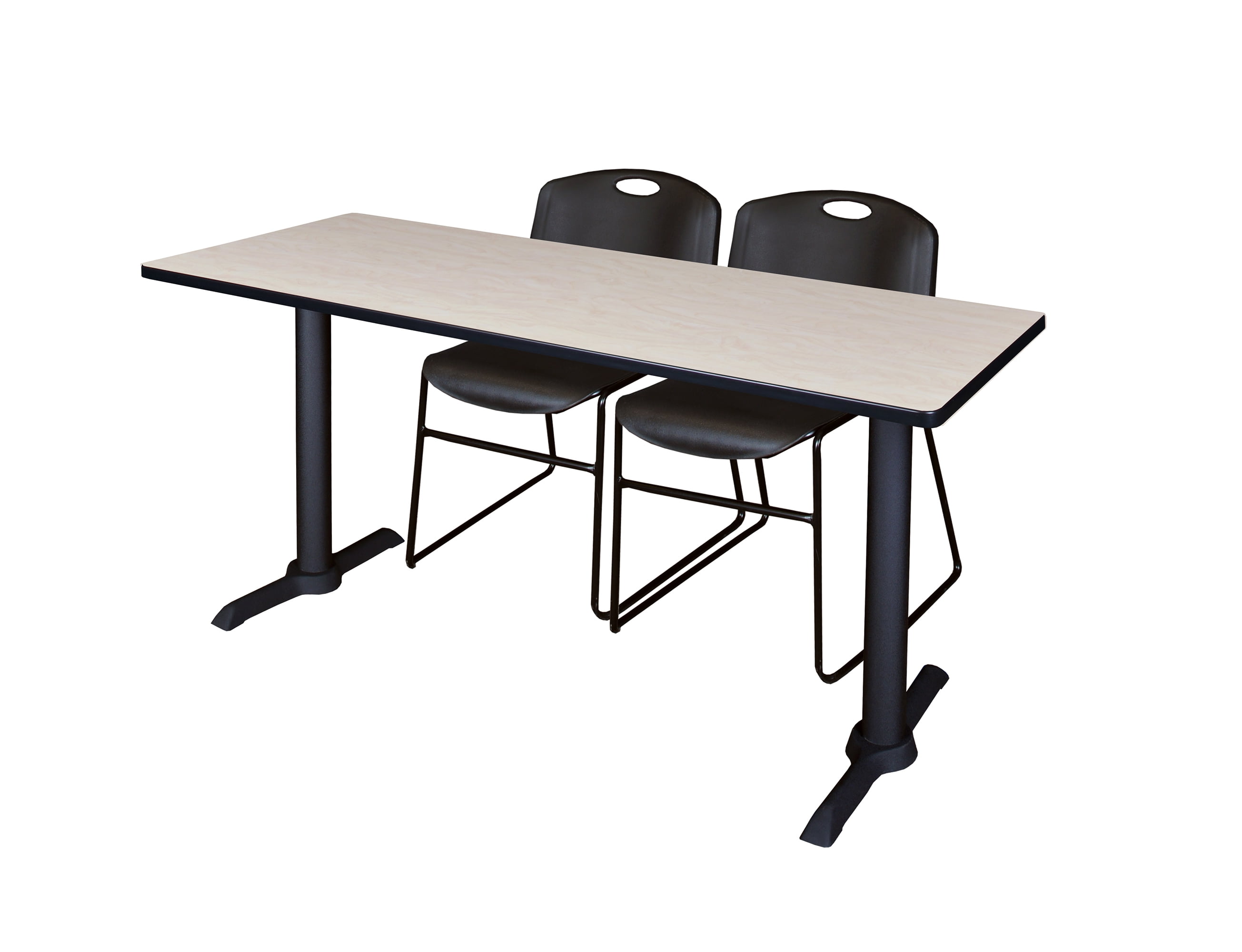 Romig Pillar 66 x 24 in. T-Base Training Seminar Table- Maple & 2 Zeng ...