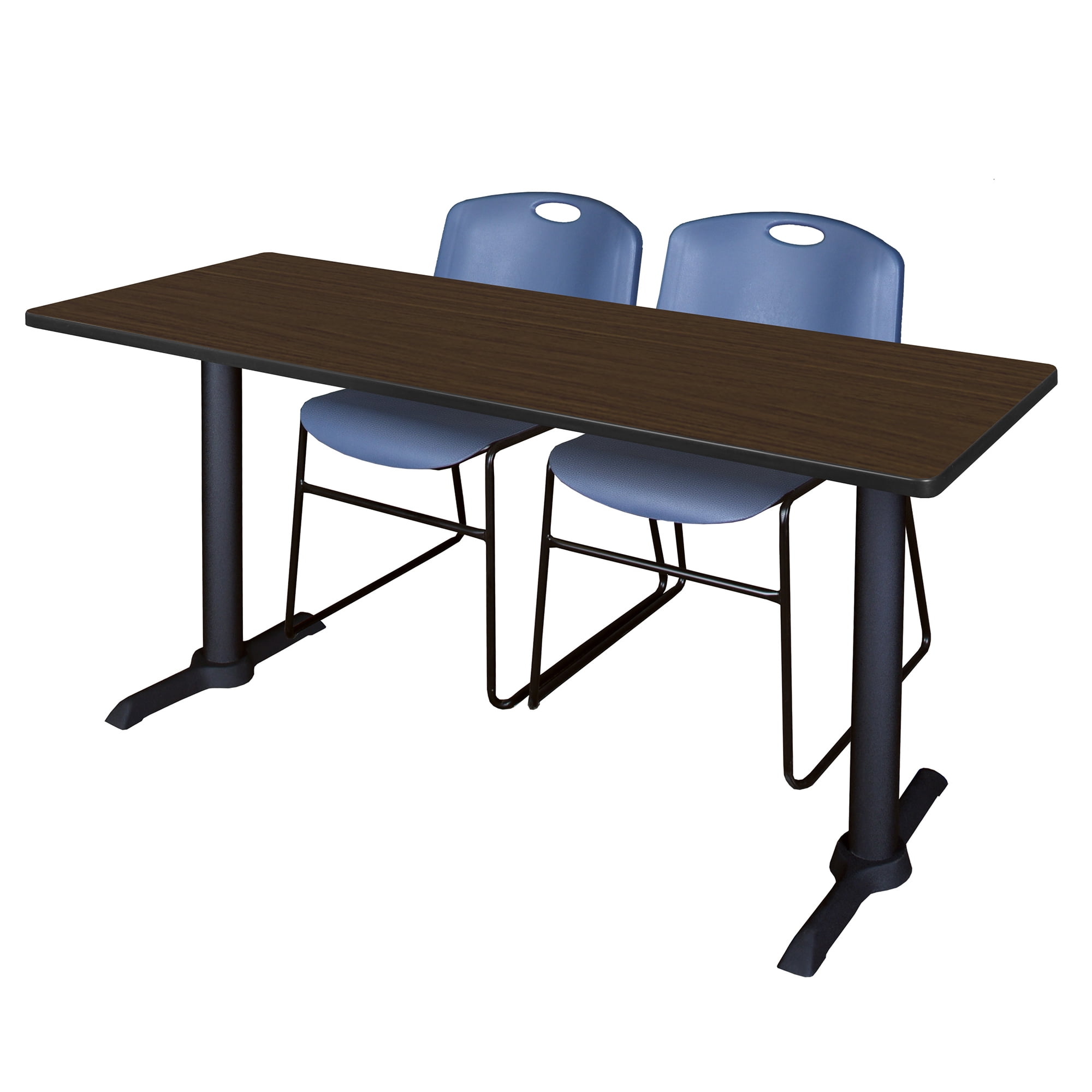 Romig Pillar 72 x 24 in. T-Base Training Seminar Table- Neo Walnut & 2 ...