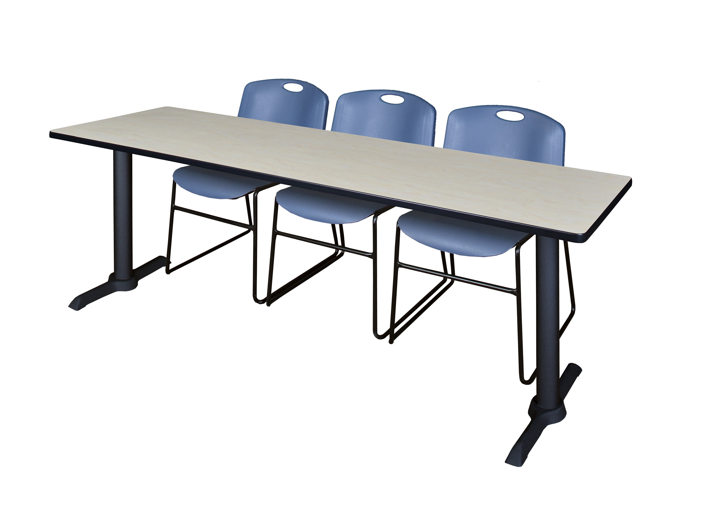 Romig Pillar 84 x 24 in. T-Base Training Seminar Table- Maple & 3 Zeng ...