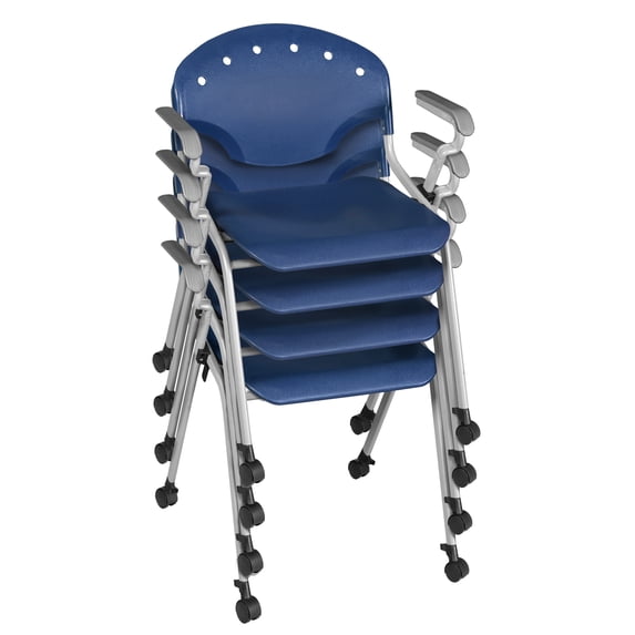 Romig Rico Mobile Stack Chair with Arms – Navy Rolling Classroom ...