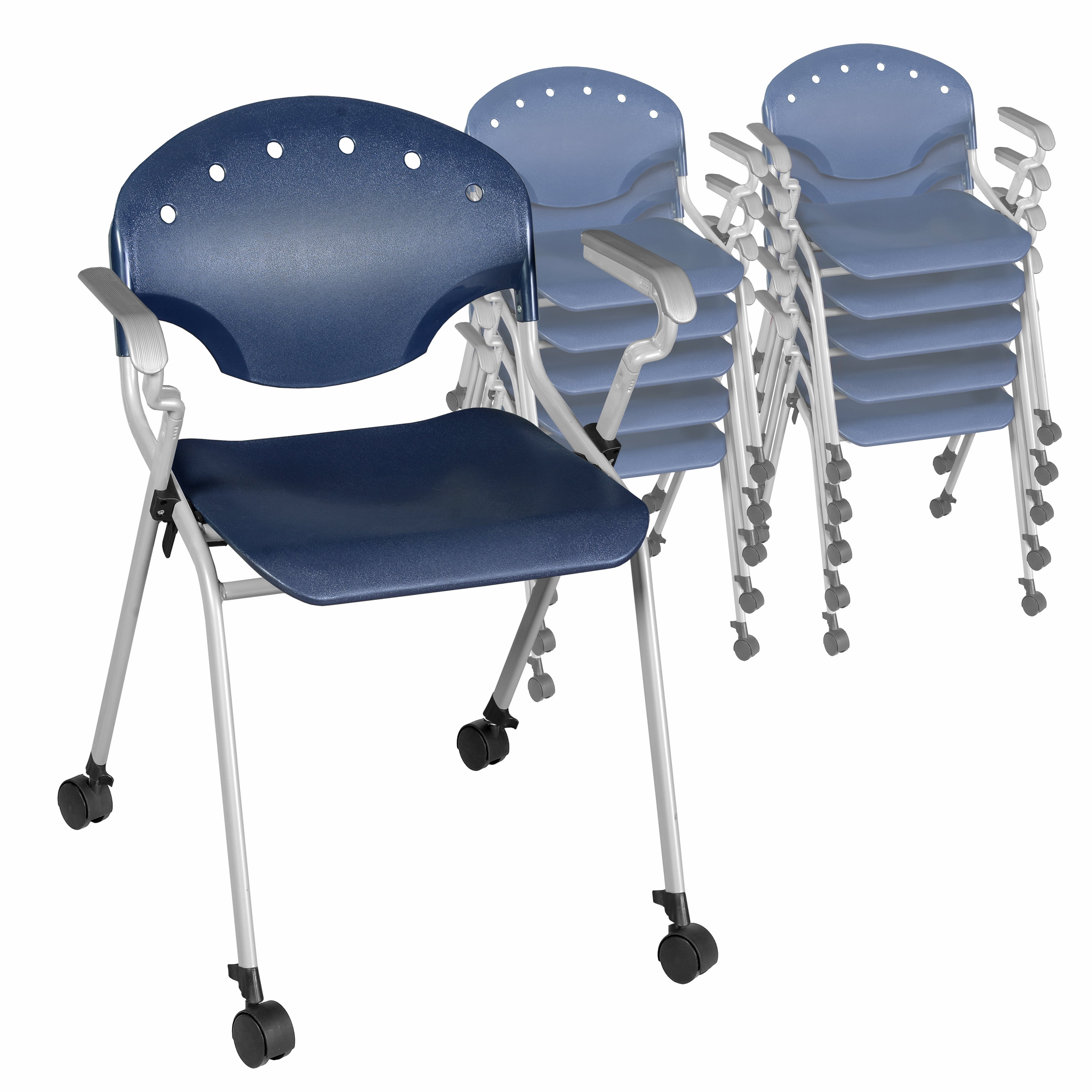 Romig Rico Mobile Stack Chair with Arms – Navy Rolling Classroom ...