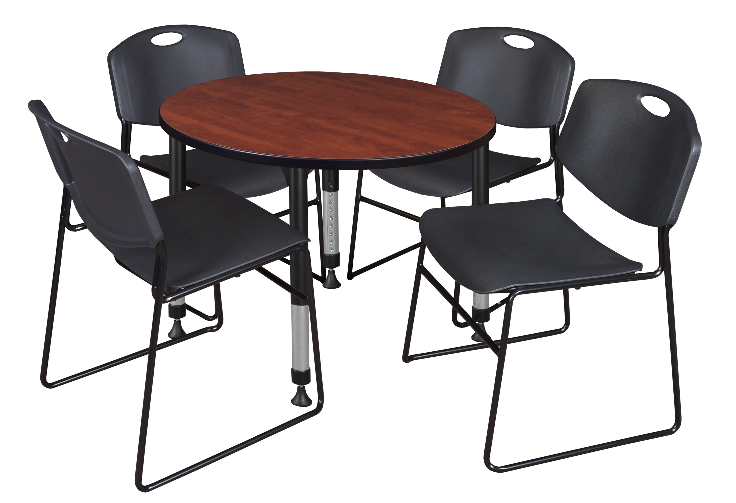 Romig Trek 36 in. Round Adjustable Classroom Table- Cherry & 4 Zeng ...