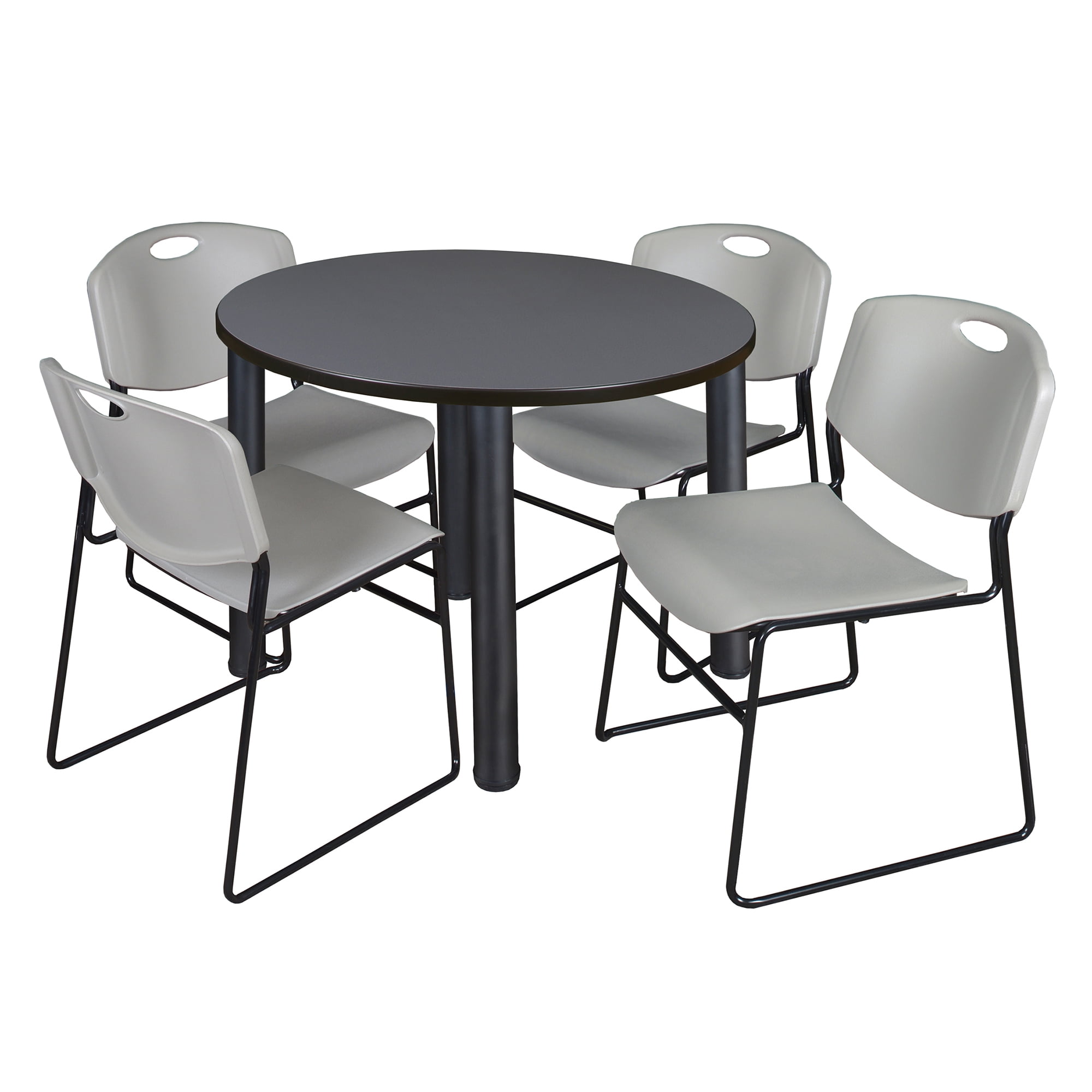 Romig Trek 36 in Round Breakroom Table- Grey Top, Black Legs, 4 Zeng ...