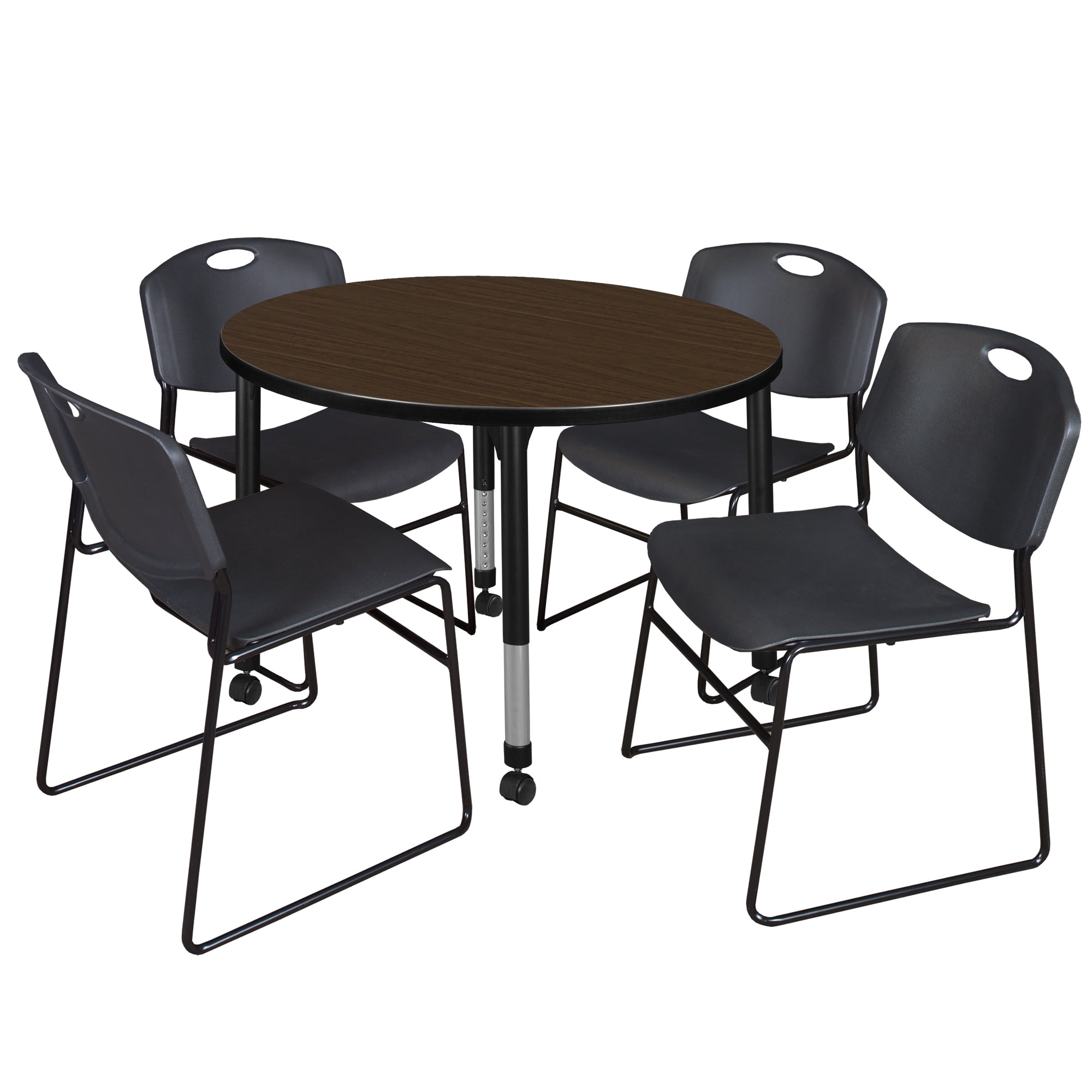Romig Trek 36 in. Round Mobile Adjustable Classroom Table- Neo Walnut ...