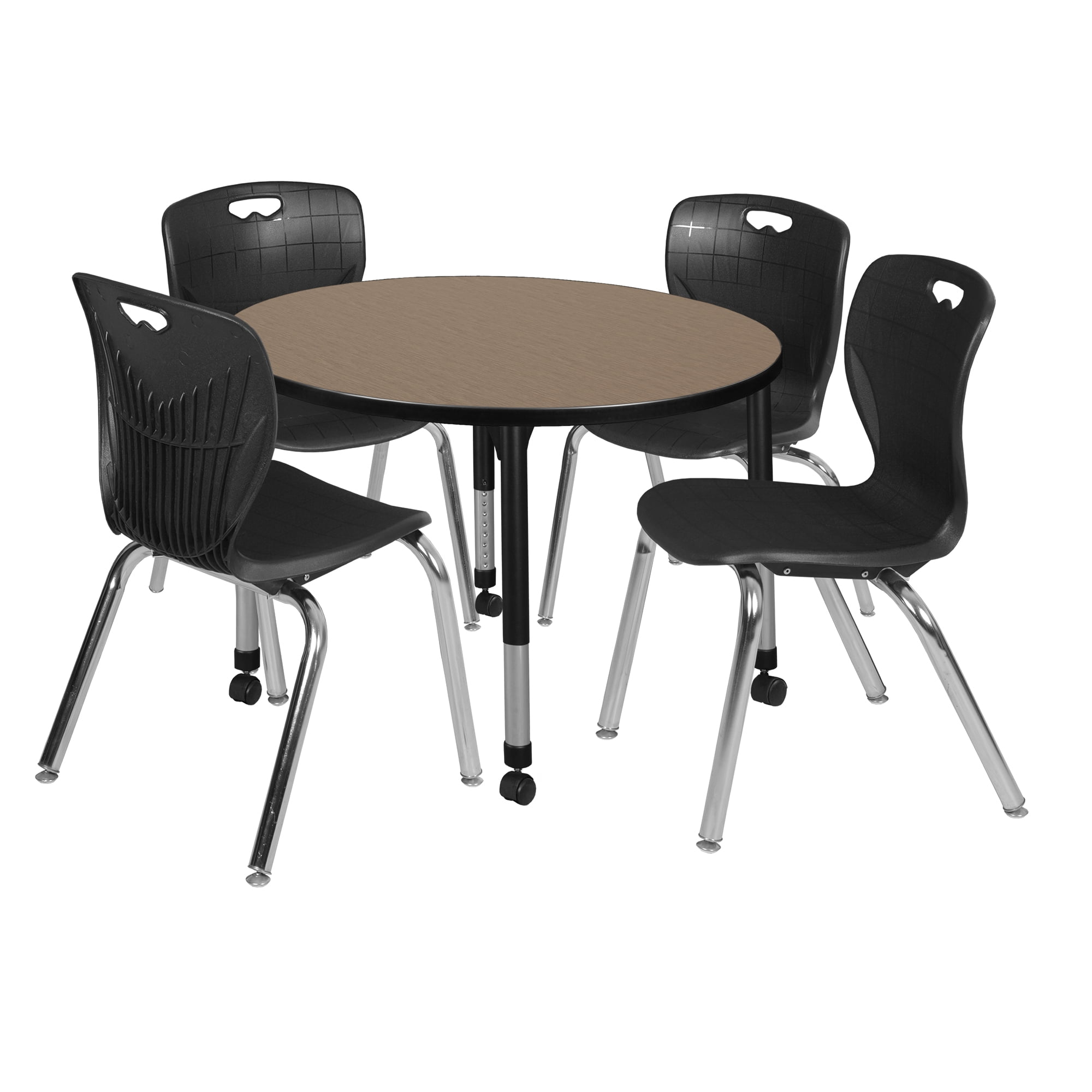 Romig Trek 36 in. Round Mobile Adjustable Classroom Table- Noble Oak ...