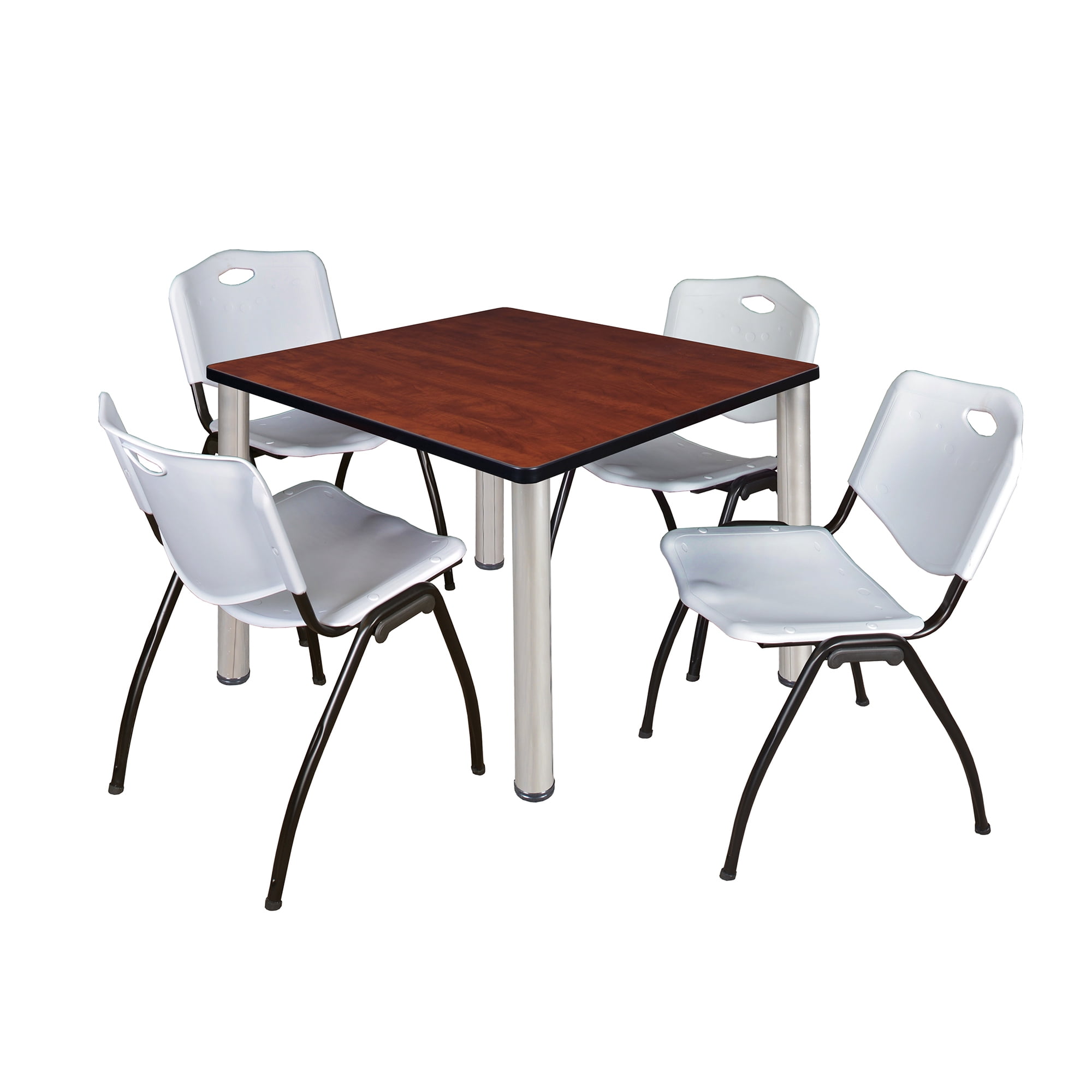 Romig Trek 36 in Square Breakroom Table- Cherry Top, Chrome Legs, 4 M ...