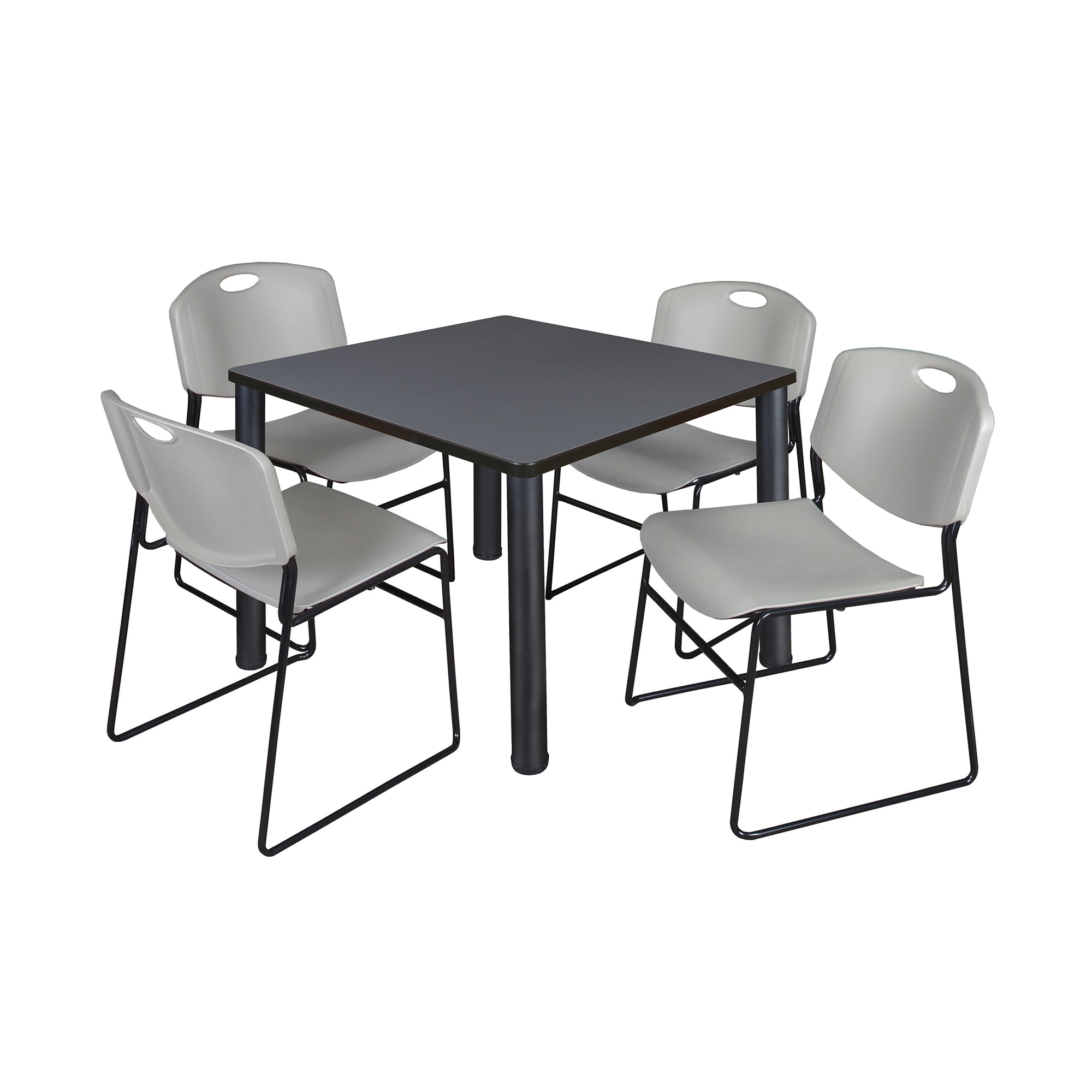 Romig Trek 36 in Square Breakroom Table- Grey Top, Black Legs, 4 Zeng ...