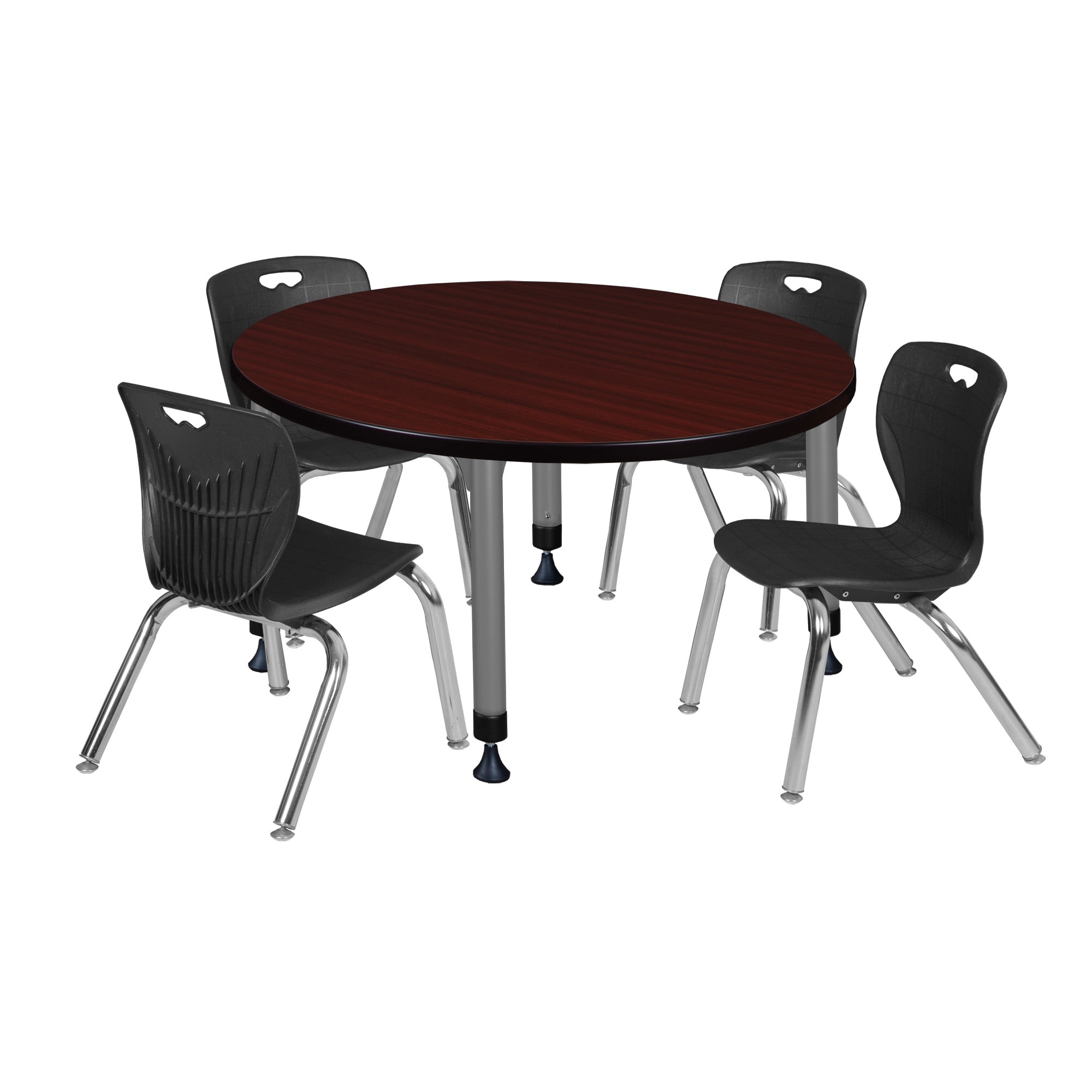 Romig Trek 42 in. Round Adjustable Classroom Table- Mahogany & 4 Andy ...