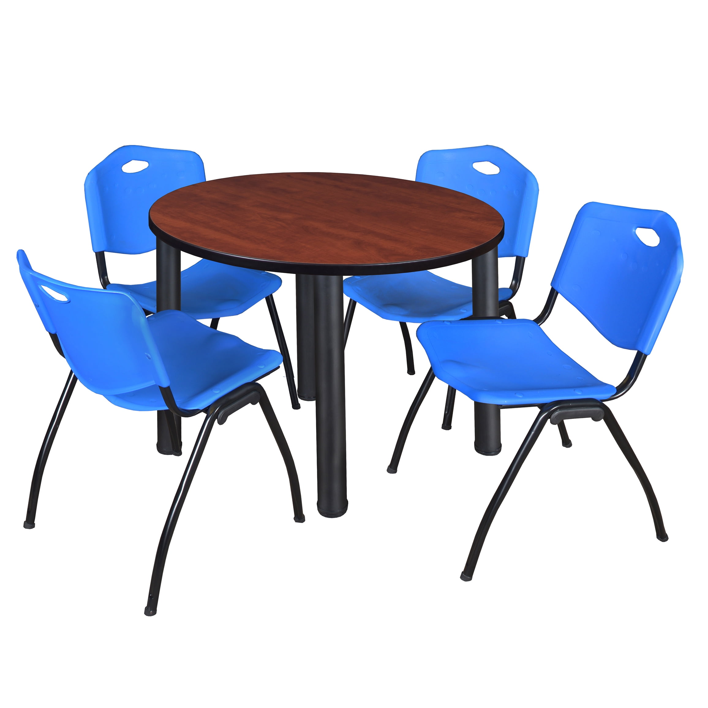 Romig Trek 42 in Round Breakroom Table- Cherry Top, Black Legs, 4 M ...
