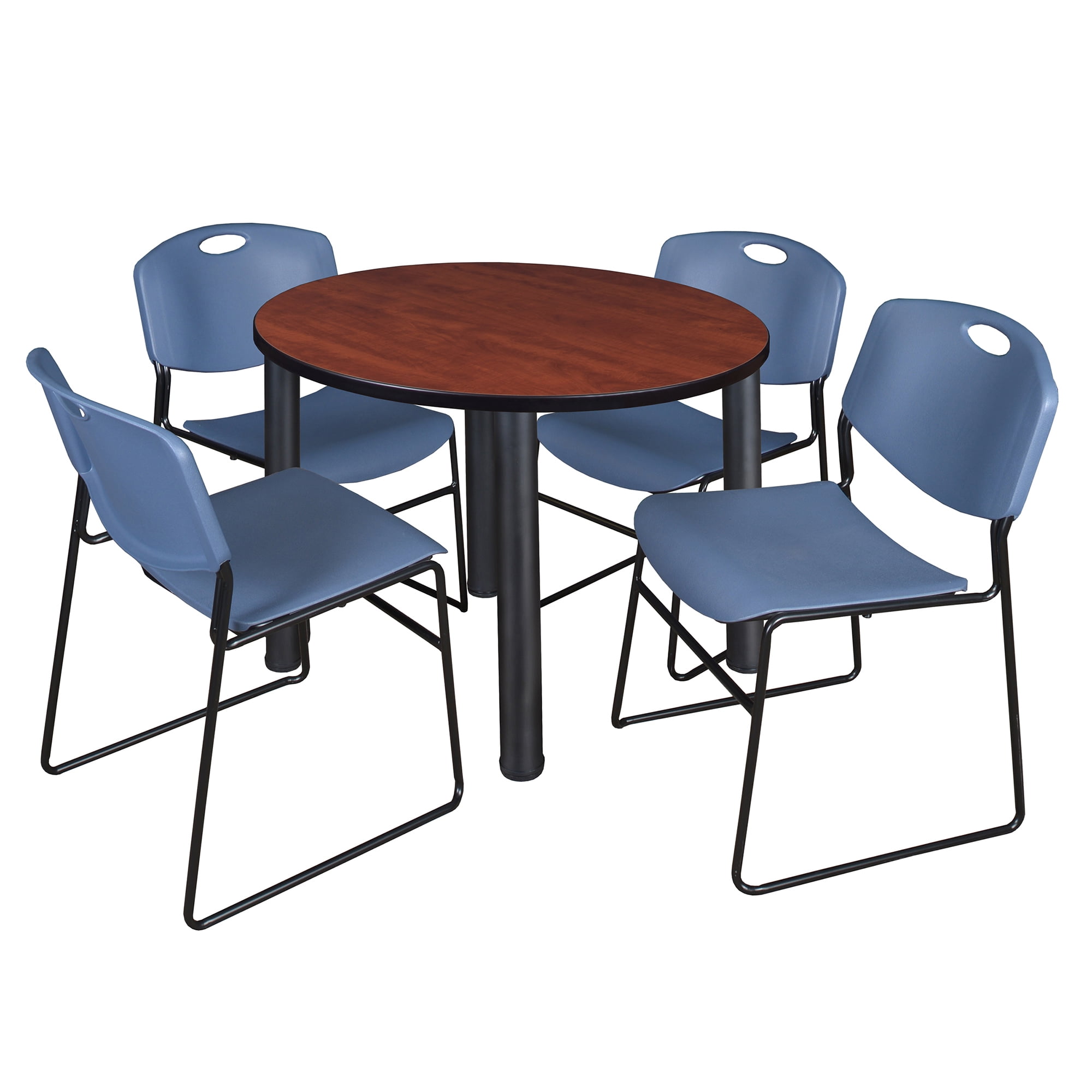 Romig Trek 42 in Round Breakroom Table- Cherry Top, Black Legs, 4 Zeng ...
