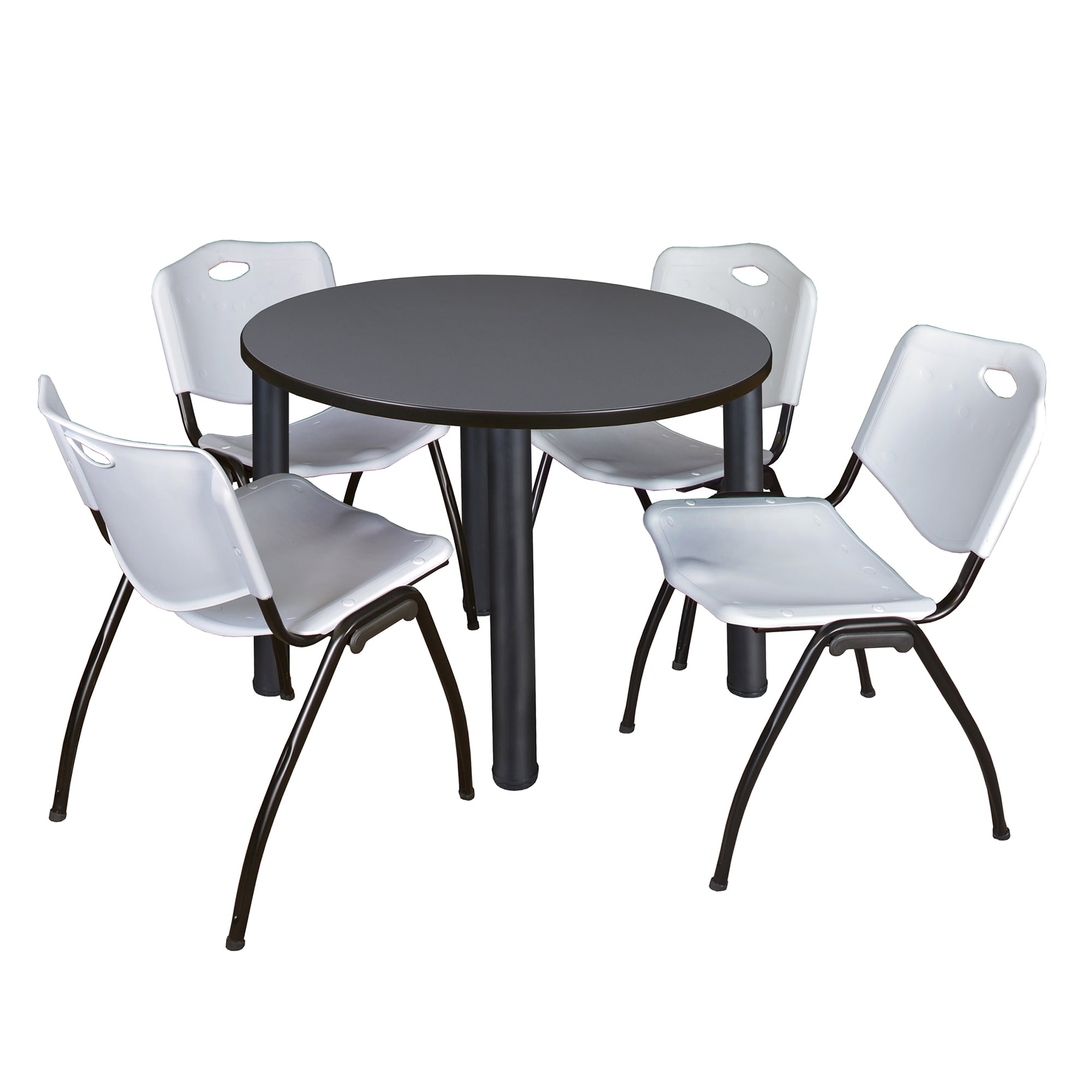 Romig Trek 42 in Round Breakroom Table- Grey Top, Black Legs, 4 M Stack ...