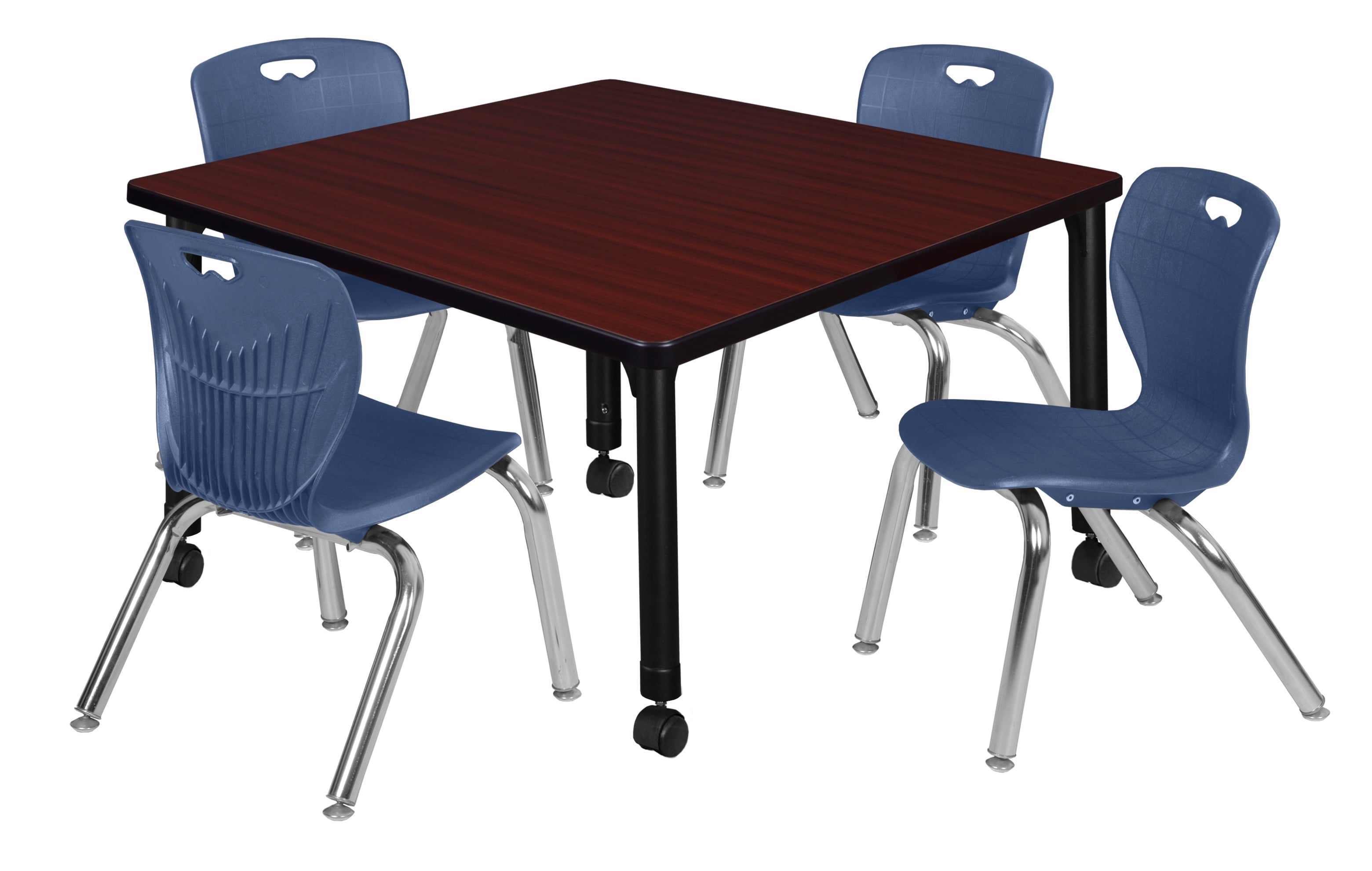 Romig Trek 42 in. Square Mobile Adjustable Classroom Table- Mahogany ...