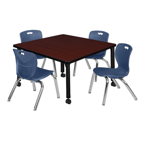 Romig Trek 42 in. Square Mobile Adjustable Classroom Table- Mahogany ...