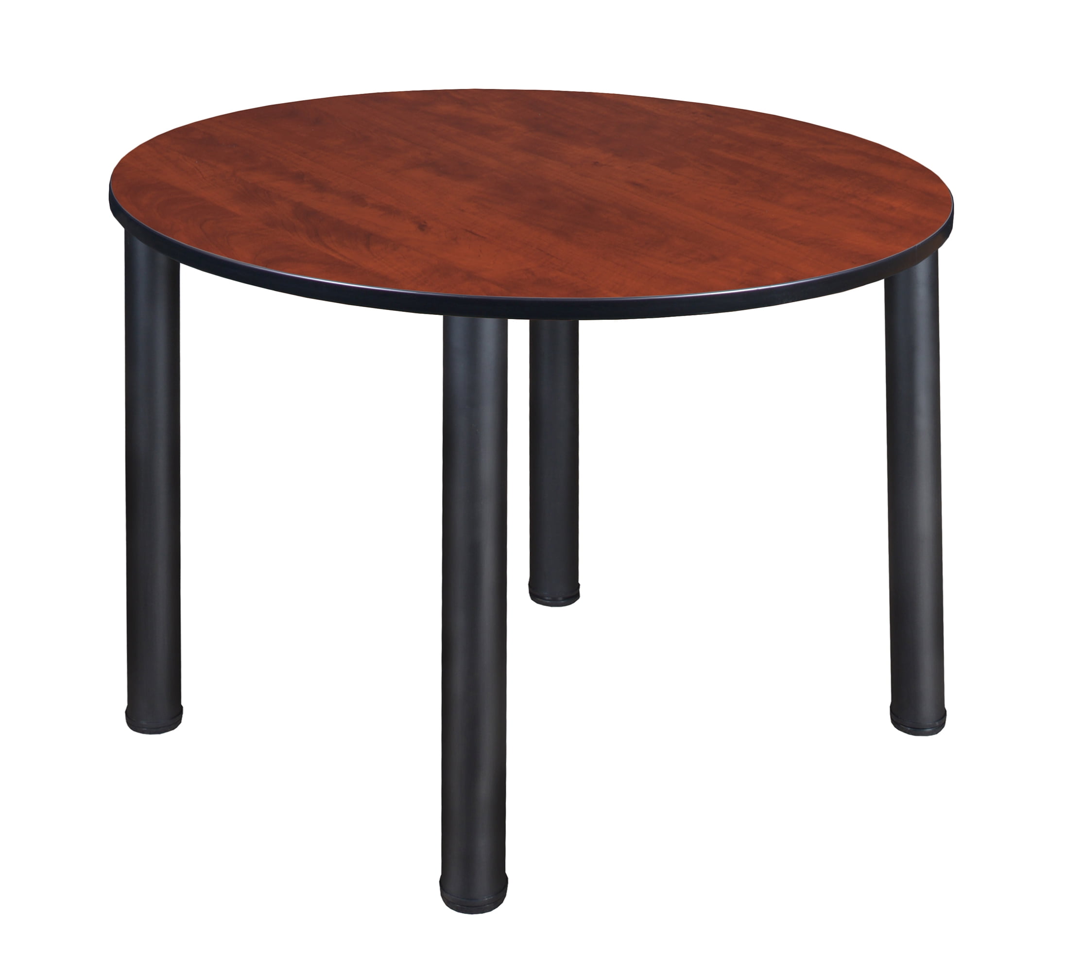 Romig Trek 48 in. Large Round Breakroom Table- Cherry Top, Black Legs ...