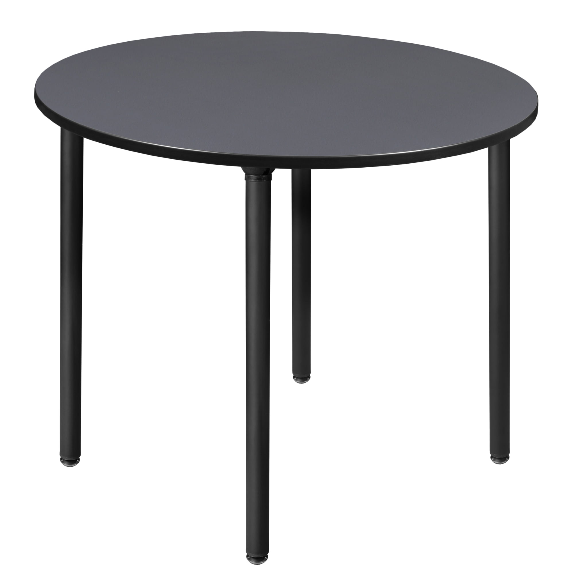 Romig Trek 48 in. Large Round Breakroom Table- Grey Top, Black Folding ...