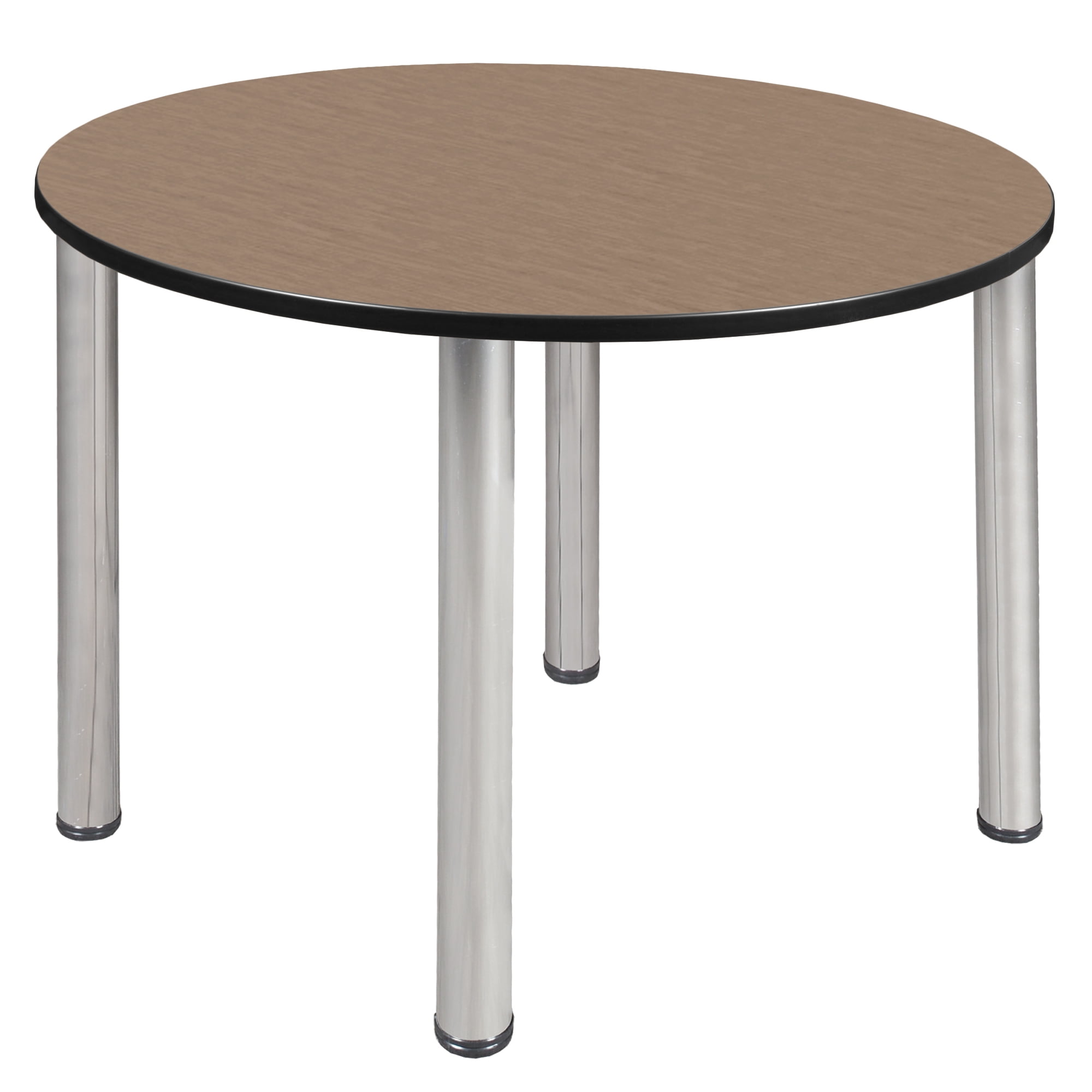 Romig Trek 48 in. Large Round Breakroom Table- Noble Oak Top, Chrome ...