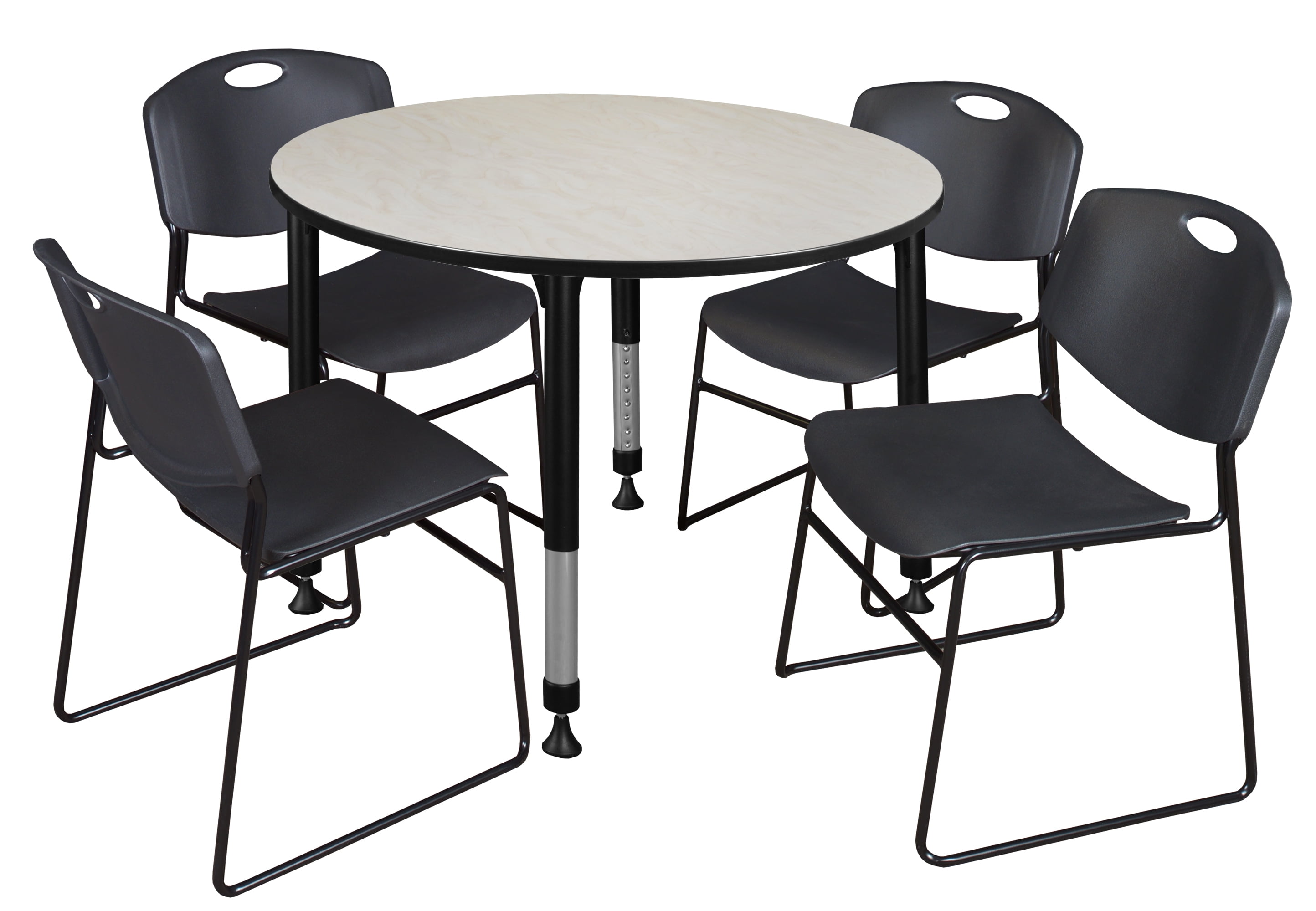 Romig Trek 48 in. Round Adjustable Classroom Table- Maple & 4 Zeng ...