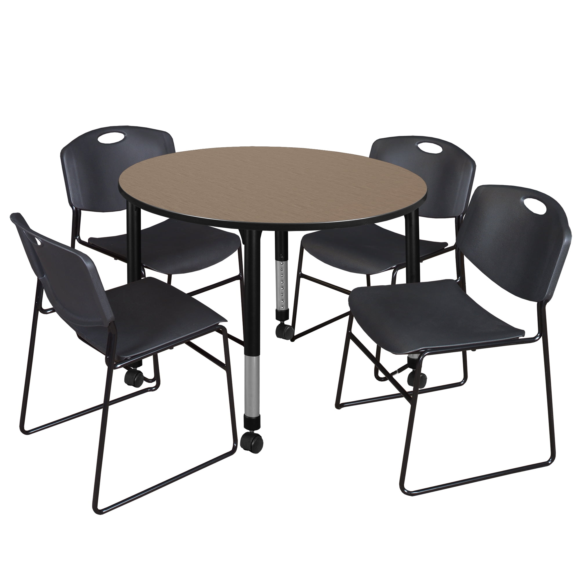 Romig Trek 48 in. Round Mobile Adjustable Classroom Table- Noble Oak ...
