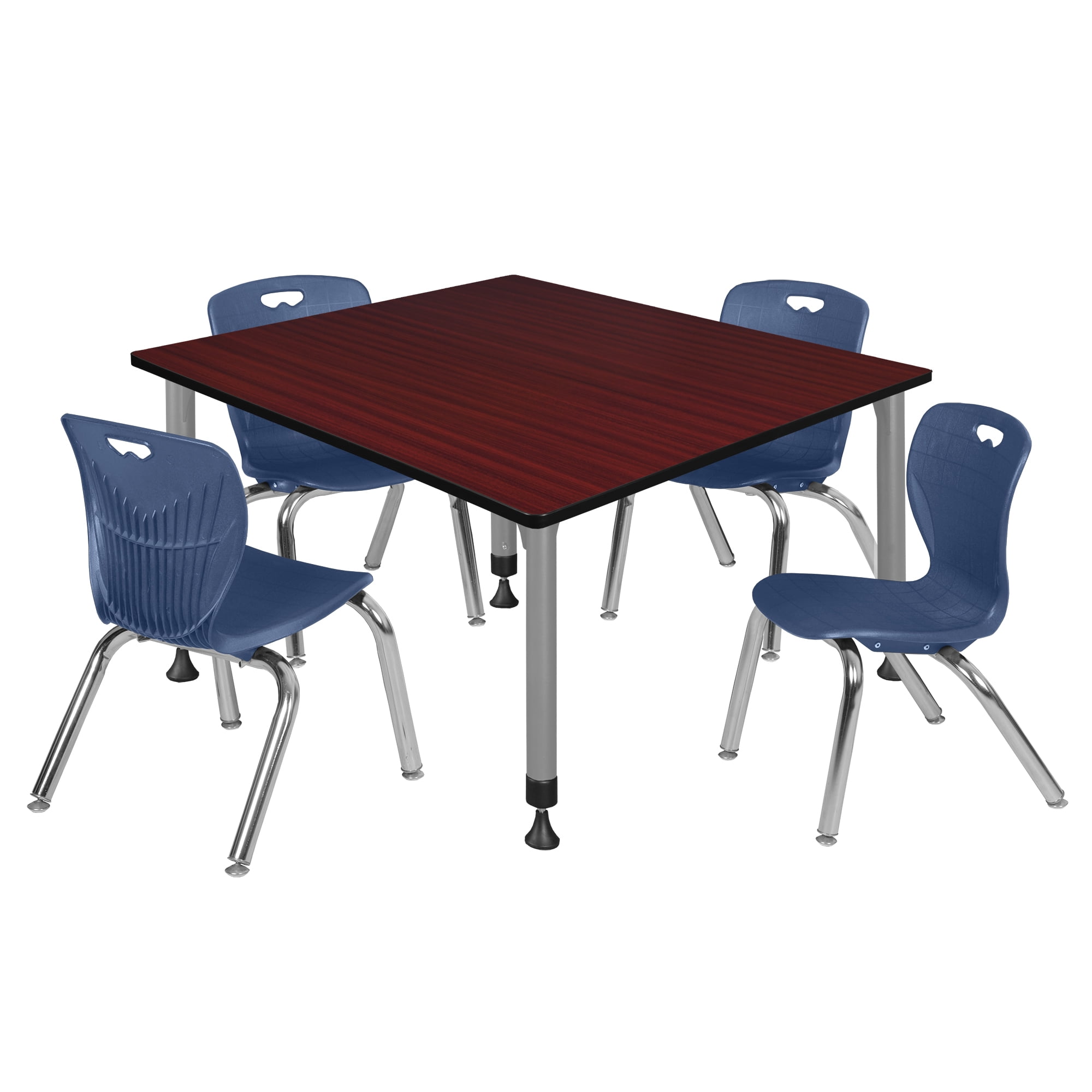 Romig Trek 48 in. Square Adjustable Classroom Table- Mahogany & 4 Andy ...