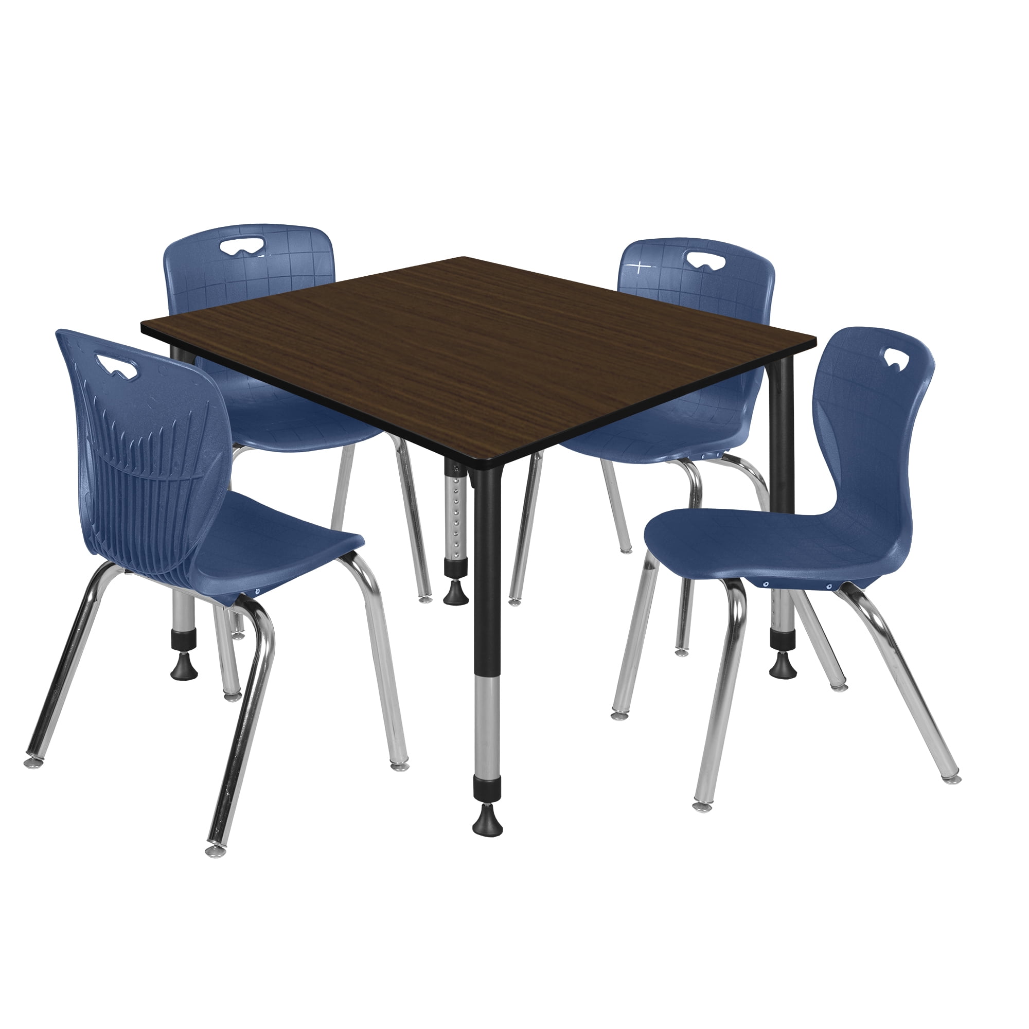 Romig Trek 48 in. Square Adjustable Classroom Table- Neo Walnut Top ...
