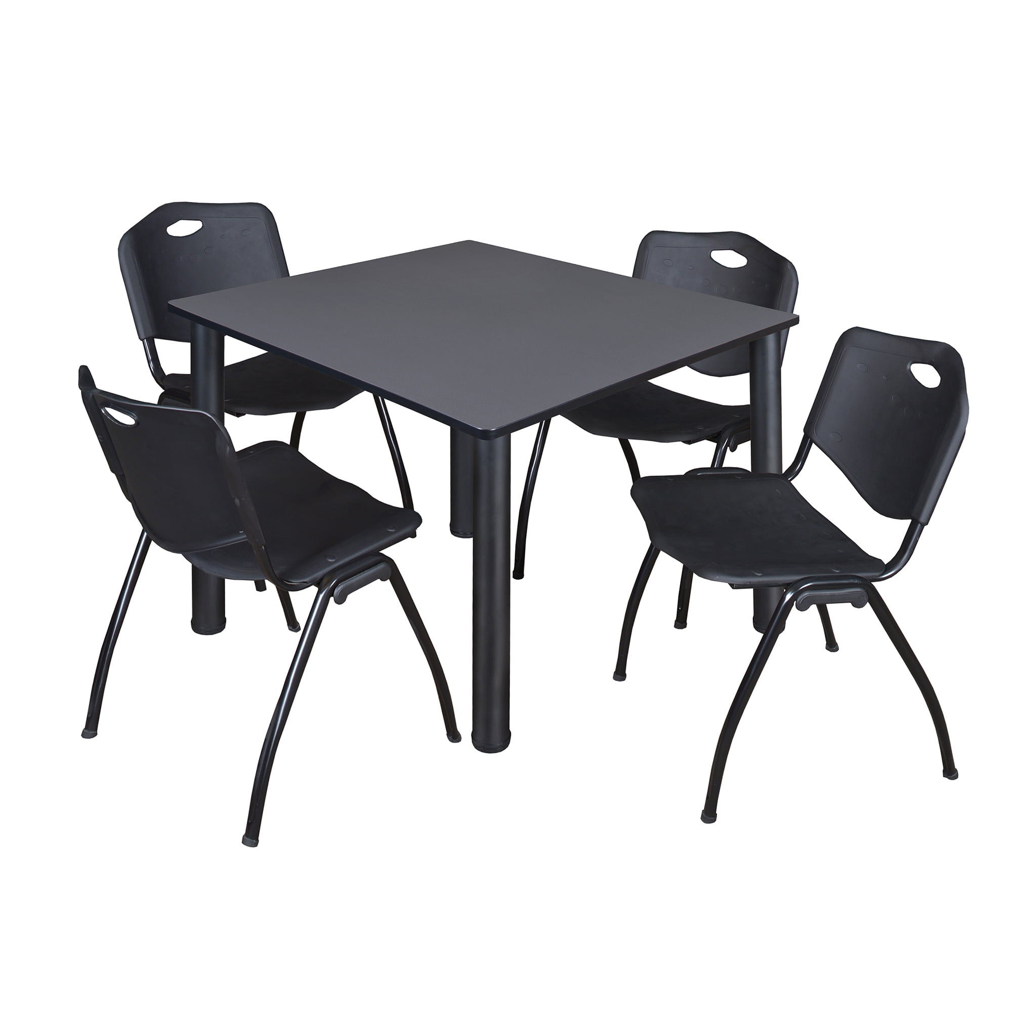 Romig Trek 48 in Square Breakroom Table- Grey Top, Black Legs, 4 M ...