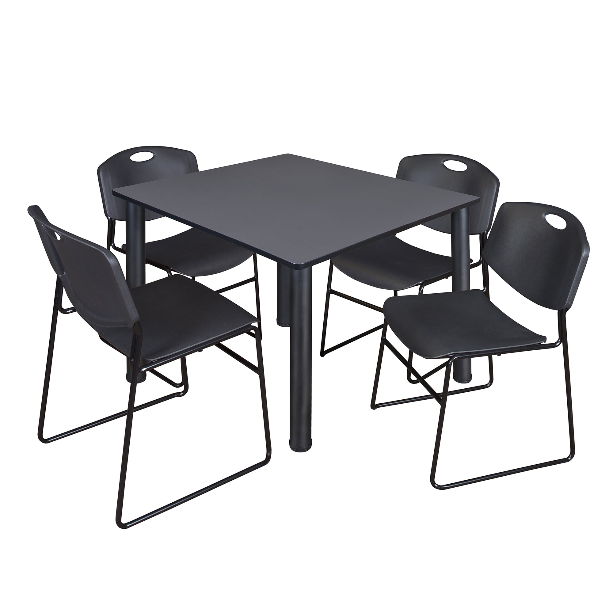 Romig Trek 48 in Square Breakroom Table- Grey Top, Black Legs, 4 Zeng ...