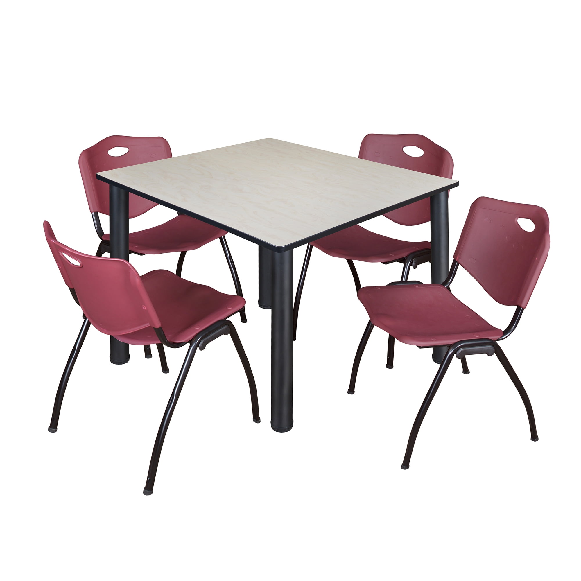 Romig Trek 48 in Square Breakroom Table- Maple Top, Black Legs, 4 M ...
