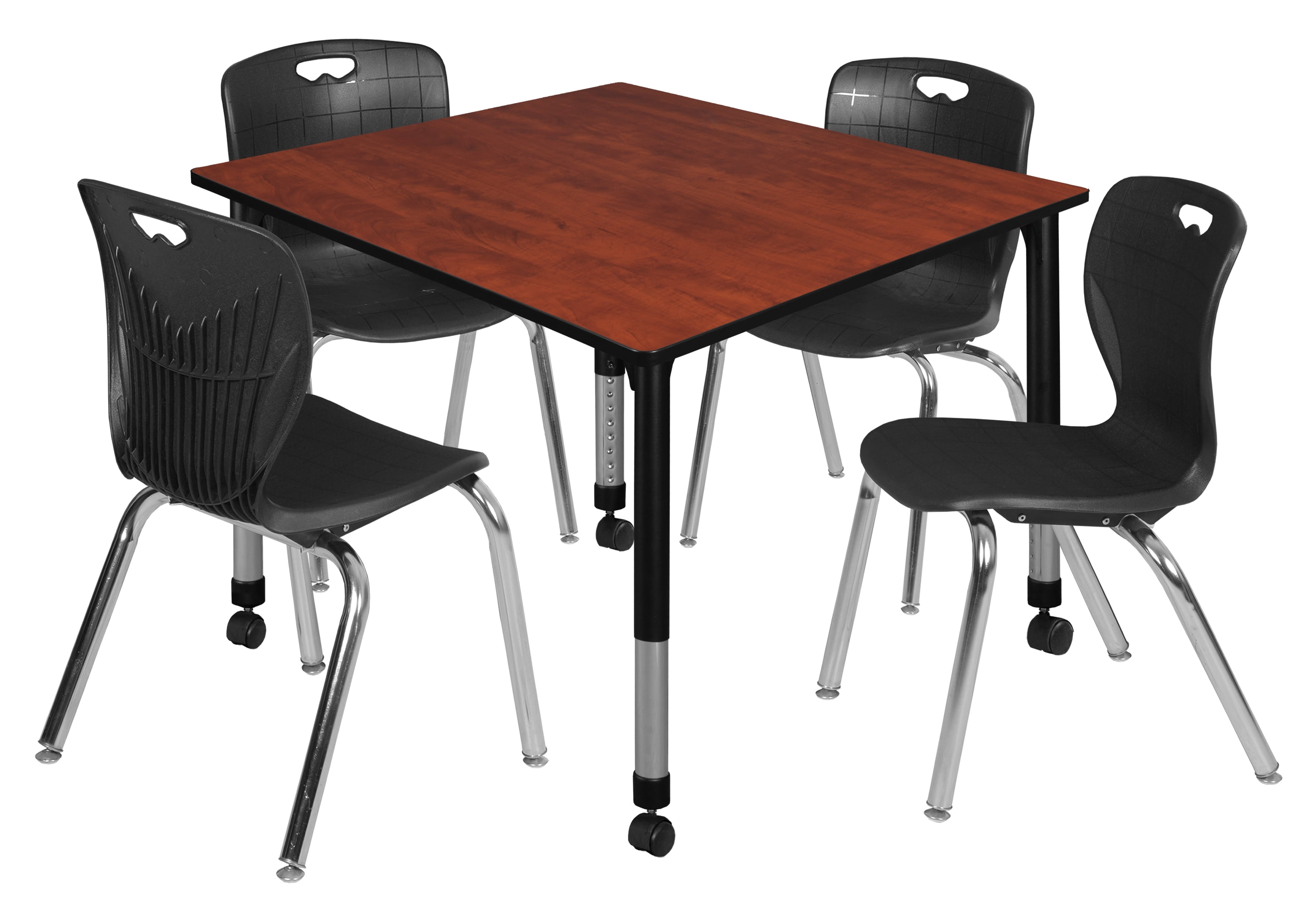 Romig Trek 48 in. Square Mobile Adjustable Classroom Table- Cherry & 4 ...