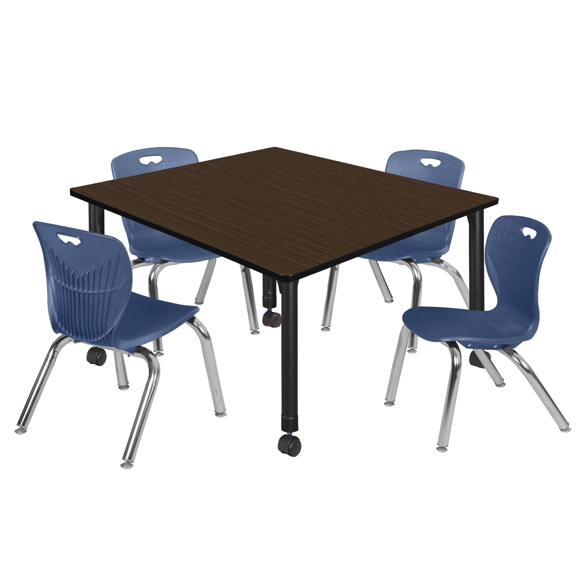 Romig Trek 48 in. Square Mobile Adjustable Classroom Table- Neo Walnut ...
