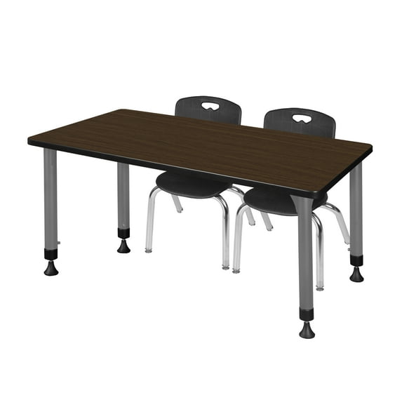 Romig Trek 48 x 24 in. Adjustable Classroom Table- Neo Walnut Top, Grey ...