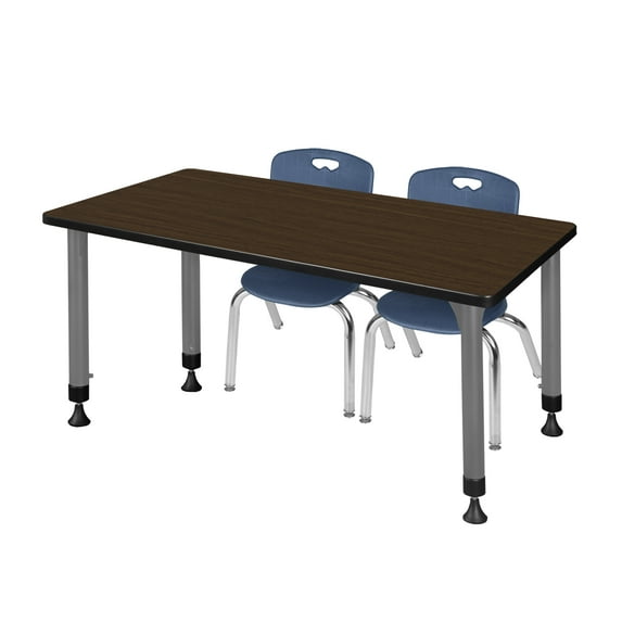 Romig Trek 48 x 24 in. Adjustable Classroom Table- Neo Walnut Top, Grey Base & 2 Andy 12 in ...