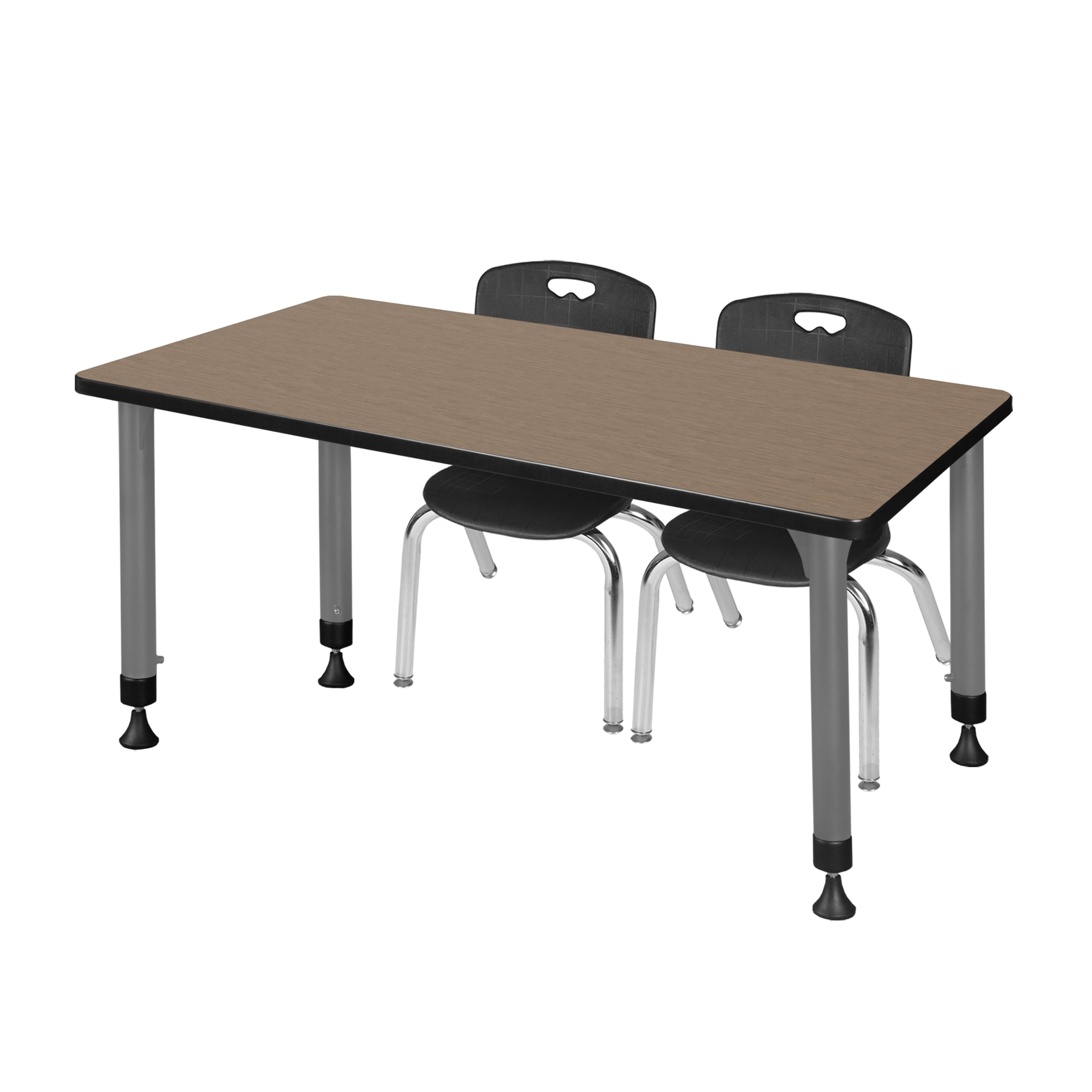 Romig Trek 60 x 24 in. Adjustable Classroom Table- Noble Oak Top, Grey ...