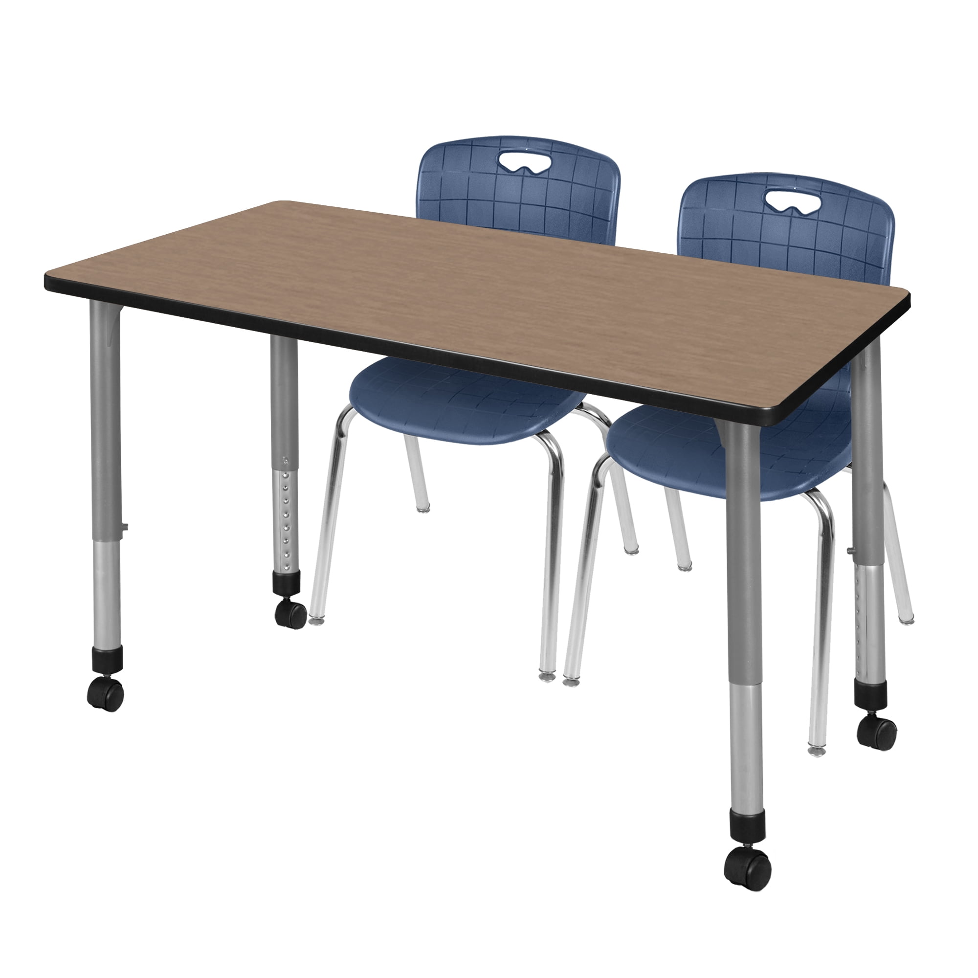 Romig Trek 60 x 24 in. Mobile Adjustable Classroom Table- Noble Oak Top ...