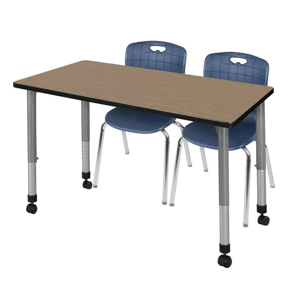 Romig Trek 60 x 24 in. Mobile Adjustable Classroom Table- Noble Oak Top ...
