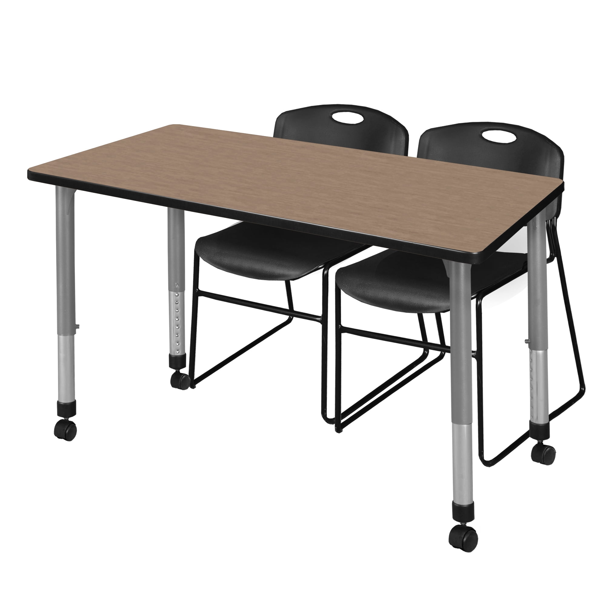 Romig Trek 60 x 24 in. Mobile Adjustable Classroom Table- Noble Oak Top ...