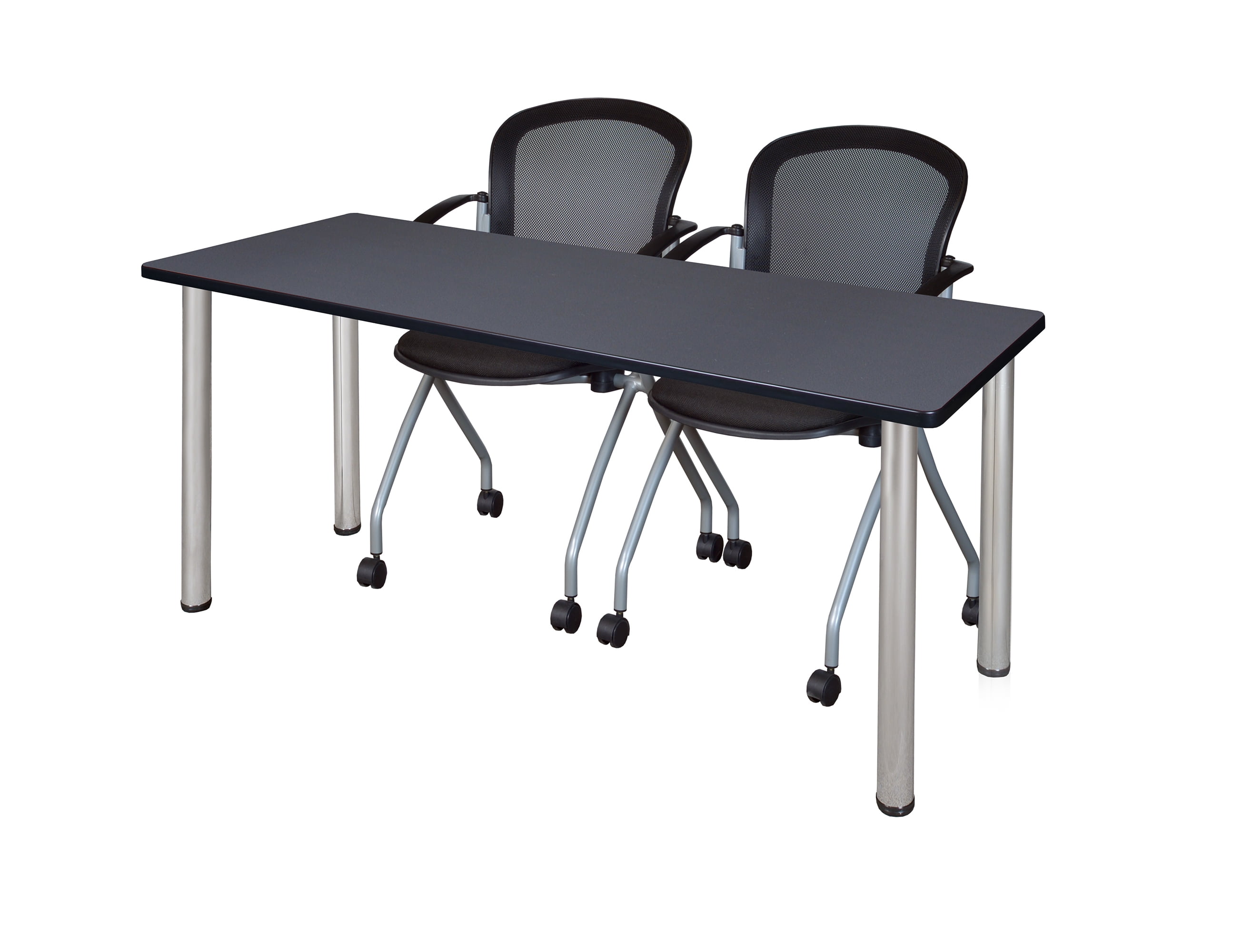 Romig Trek 60 x 24 in. Training Table- Grey Top, Chrome Legs & 2 ...