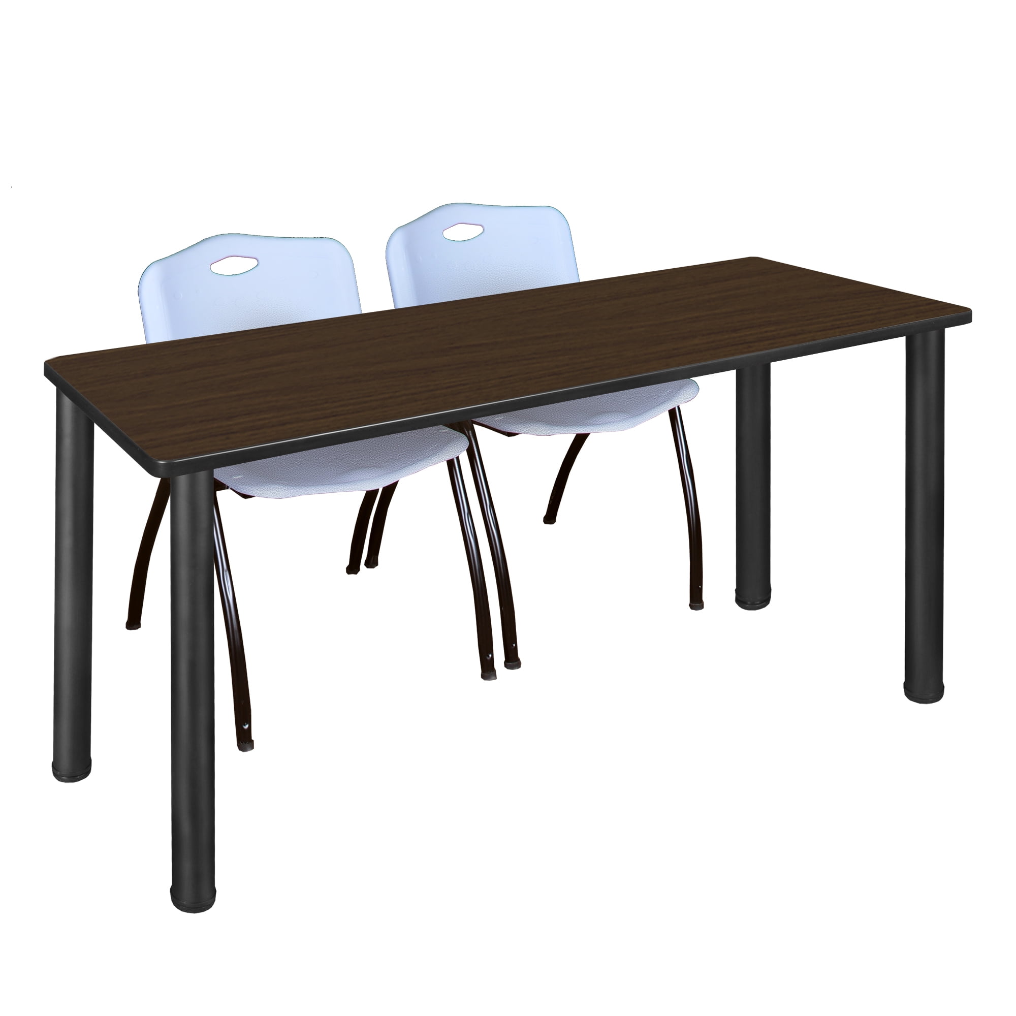 Romig Trek 60 x 24 in. Training Table- Neo Walnut Top, Black Legs & 2 M ...