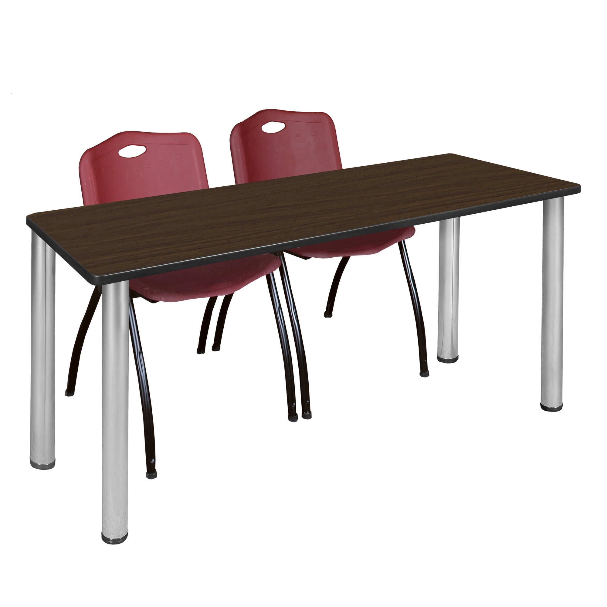 Romig Trek 60 x 24 in. Training Table- Neo Walnut Top, Chrome Legs & 2 ...