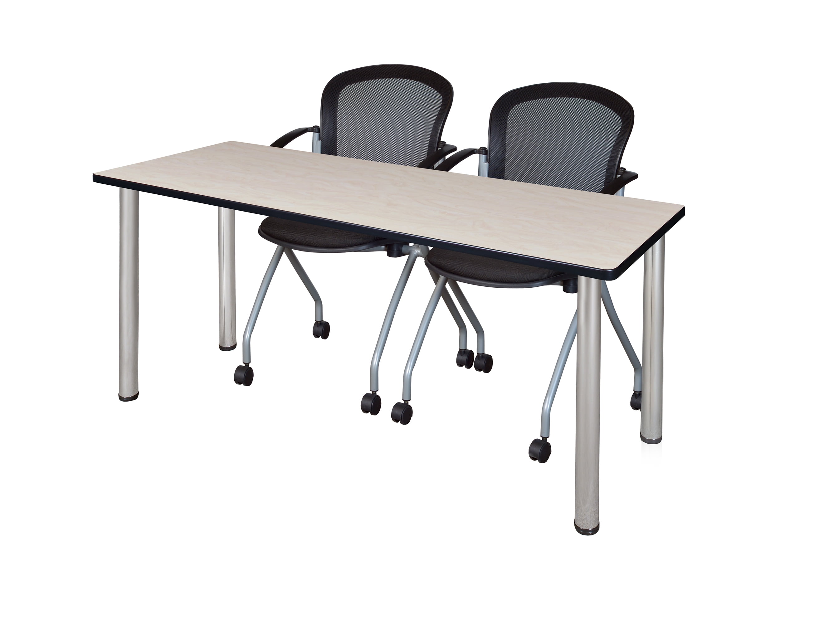 Romig Trek 66 x 24 in. Training Table- Maple Top, Chrome Legs & 2 ...