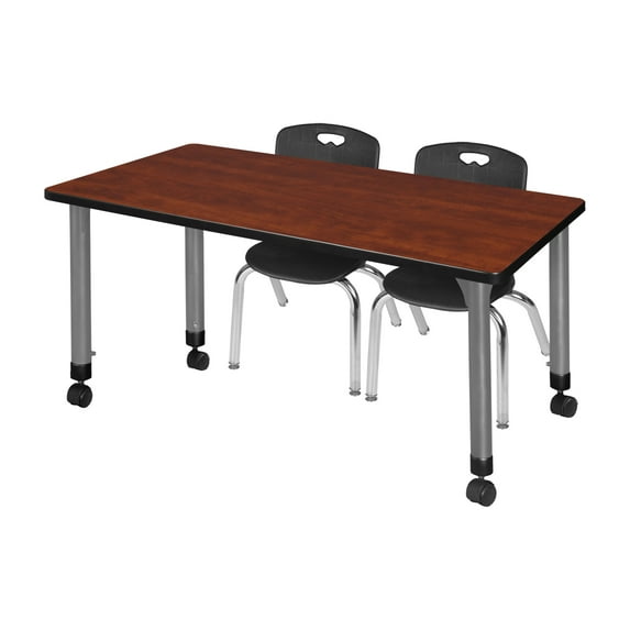 Romig Trek 72 x 24 in. Mobile Adjustable Classroom Table- Cherry & 2 ...
