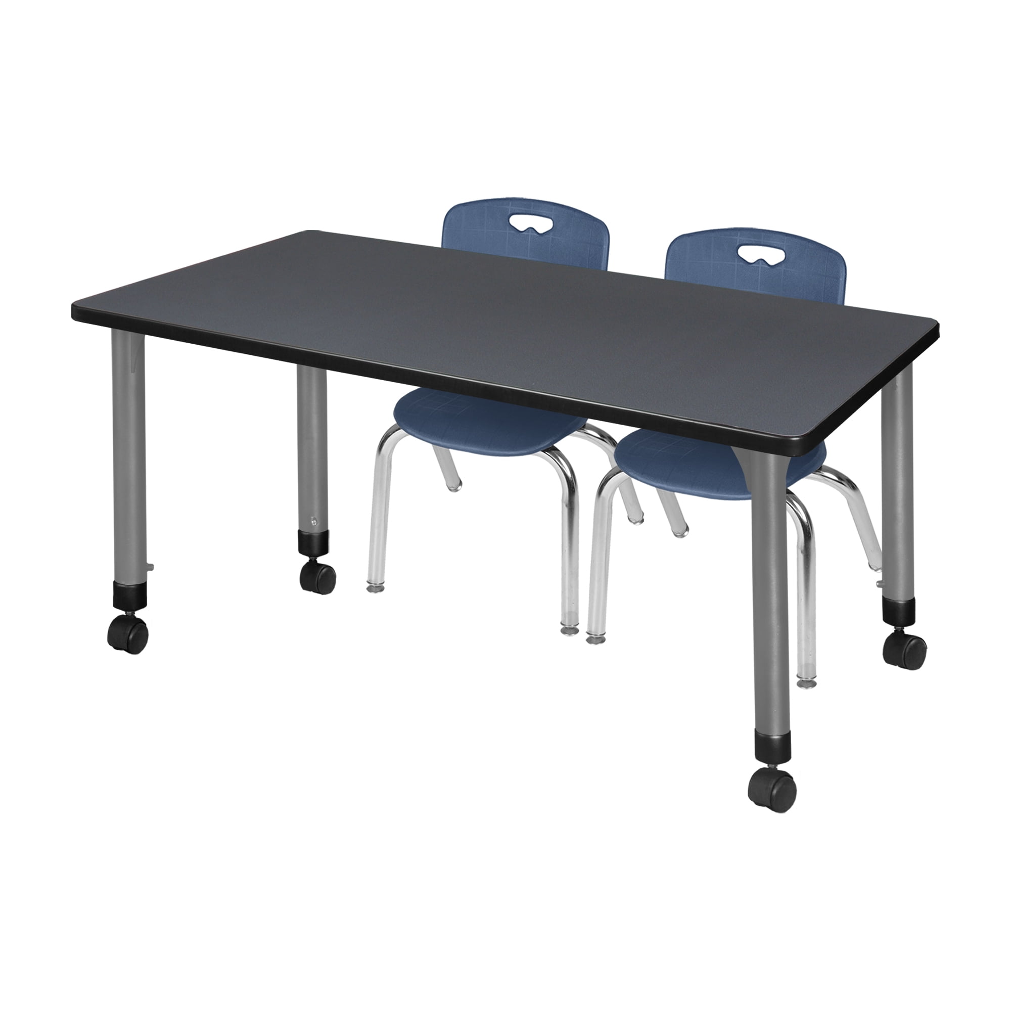 Romig Trek 72 x 24 in. Mobile Adjustable Classroom Table- Grey & 2 Andy ...