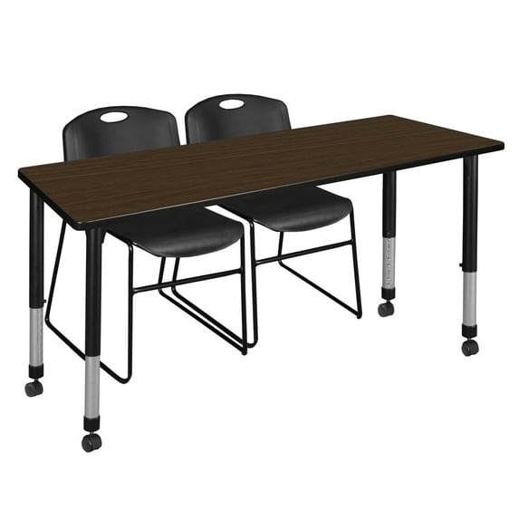 Romig Trek 72 x 24 in. Mobile Adjustable Classroom Table- Neo Walnut ...