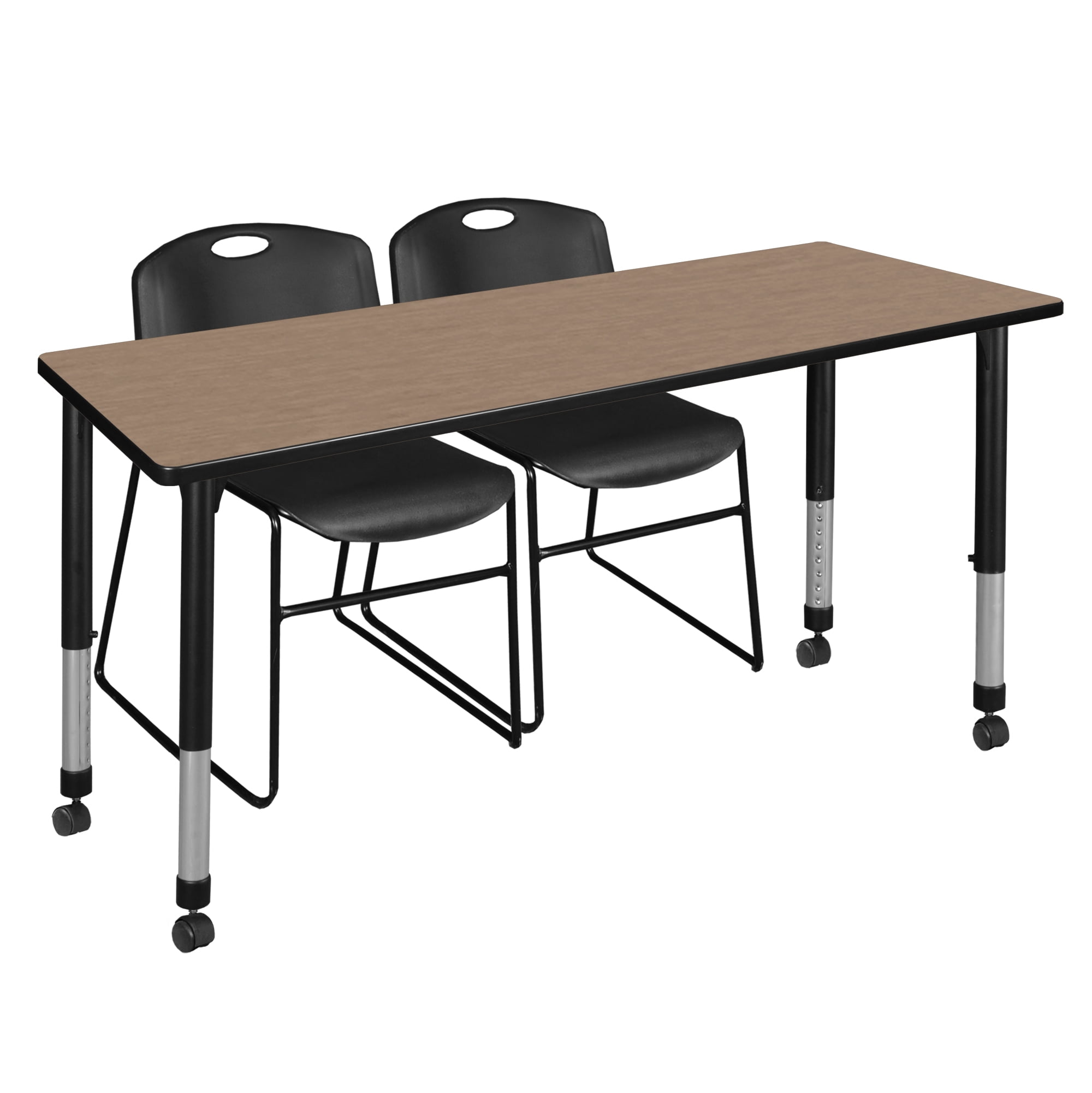 Romig Trek 72 x 24 in. Mobile Adjustable Classroom Table- Noble Oak Top ...