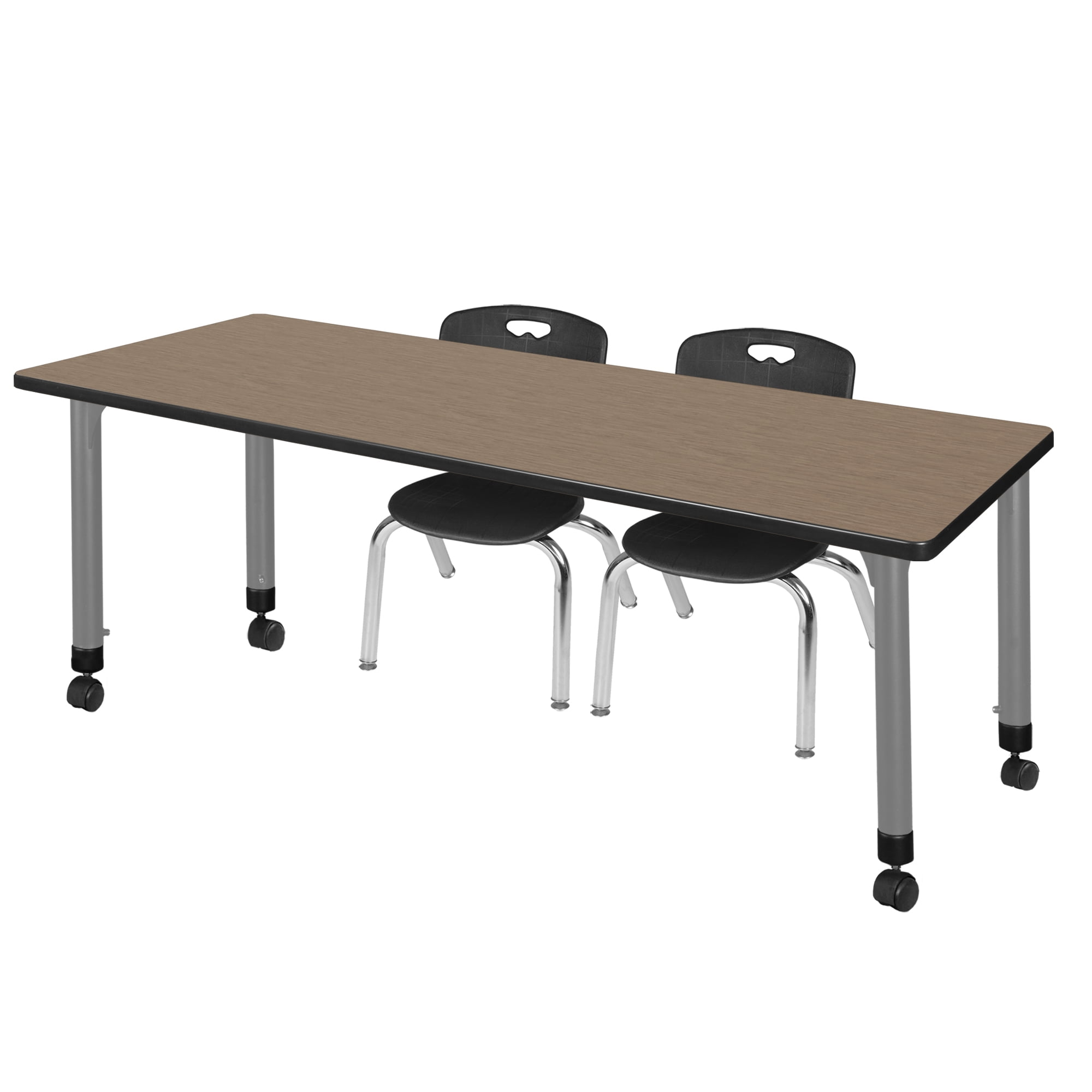 Romig Trek 72 x 24 in. Mobile Adjustable Classroom Table- Noble Oak Top ...