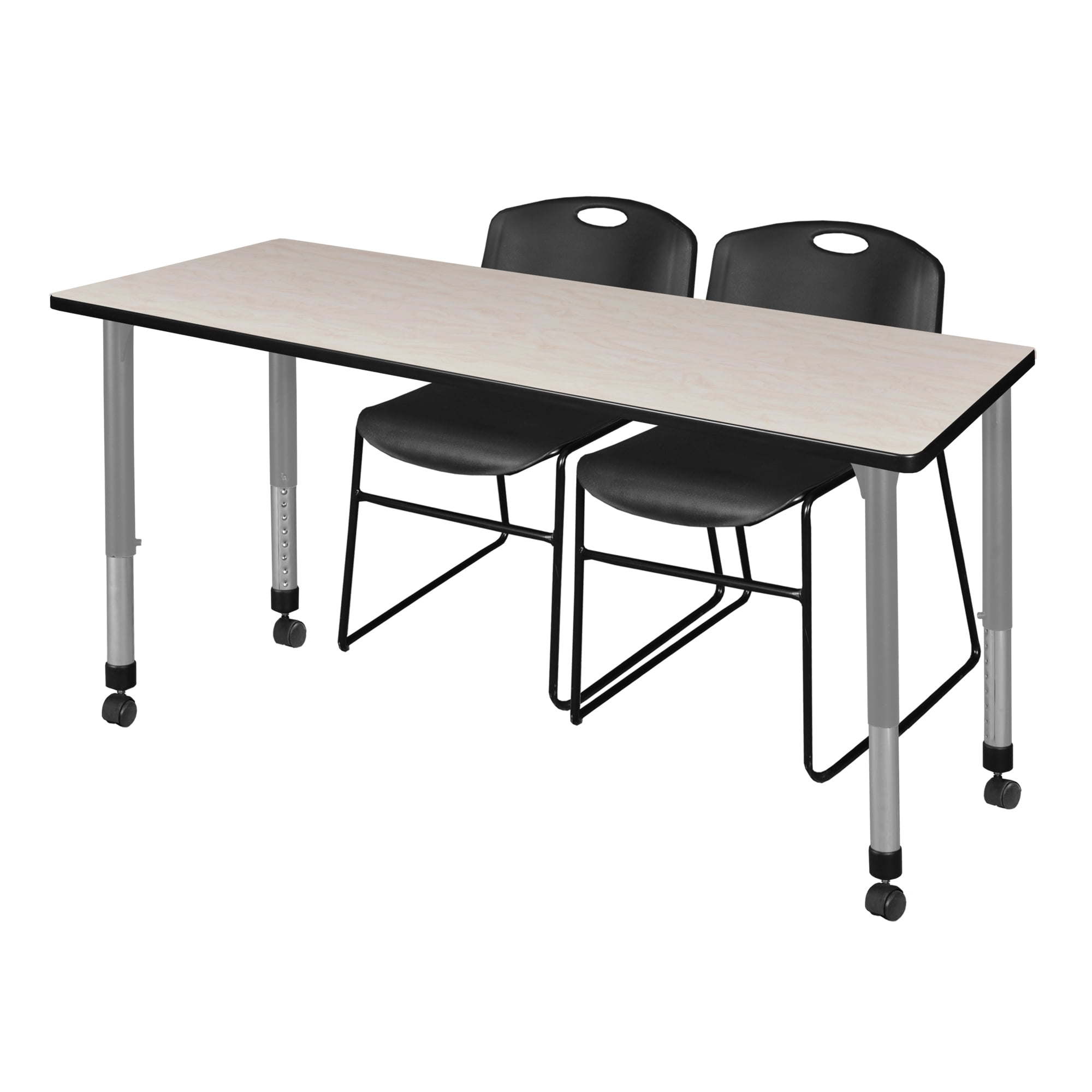 Romig Trek 72 x 30 in. Mobile Adjustable Classroom Table- Maple & 2 ...