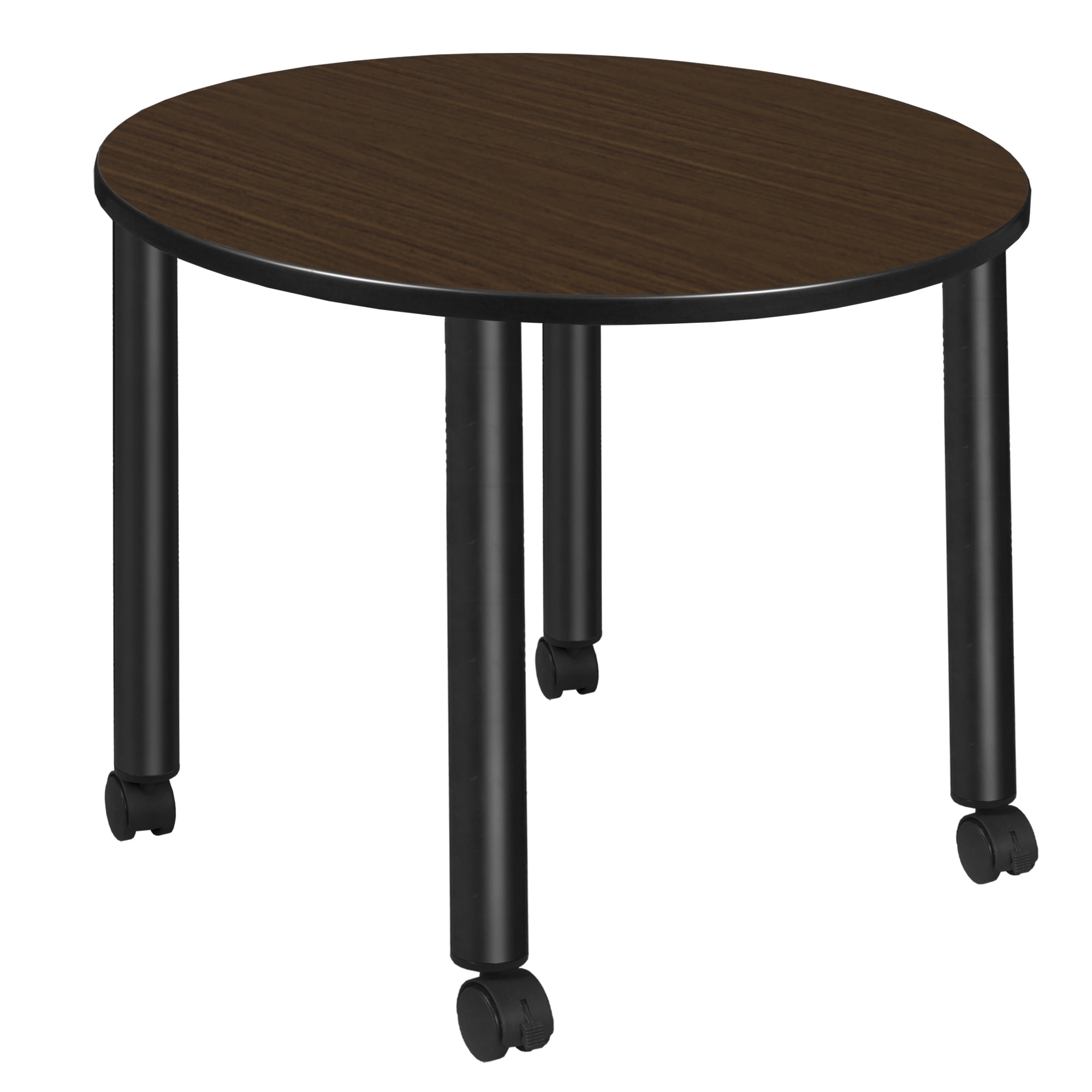 Romig Trek Medium 42 in. Round Breakroom Table- Neo Walnut Top, Black ...