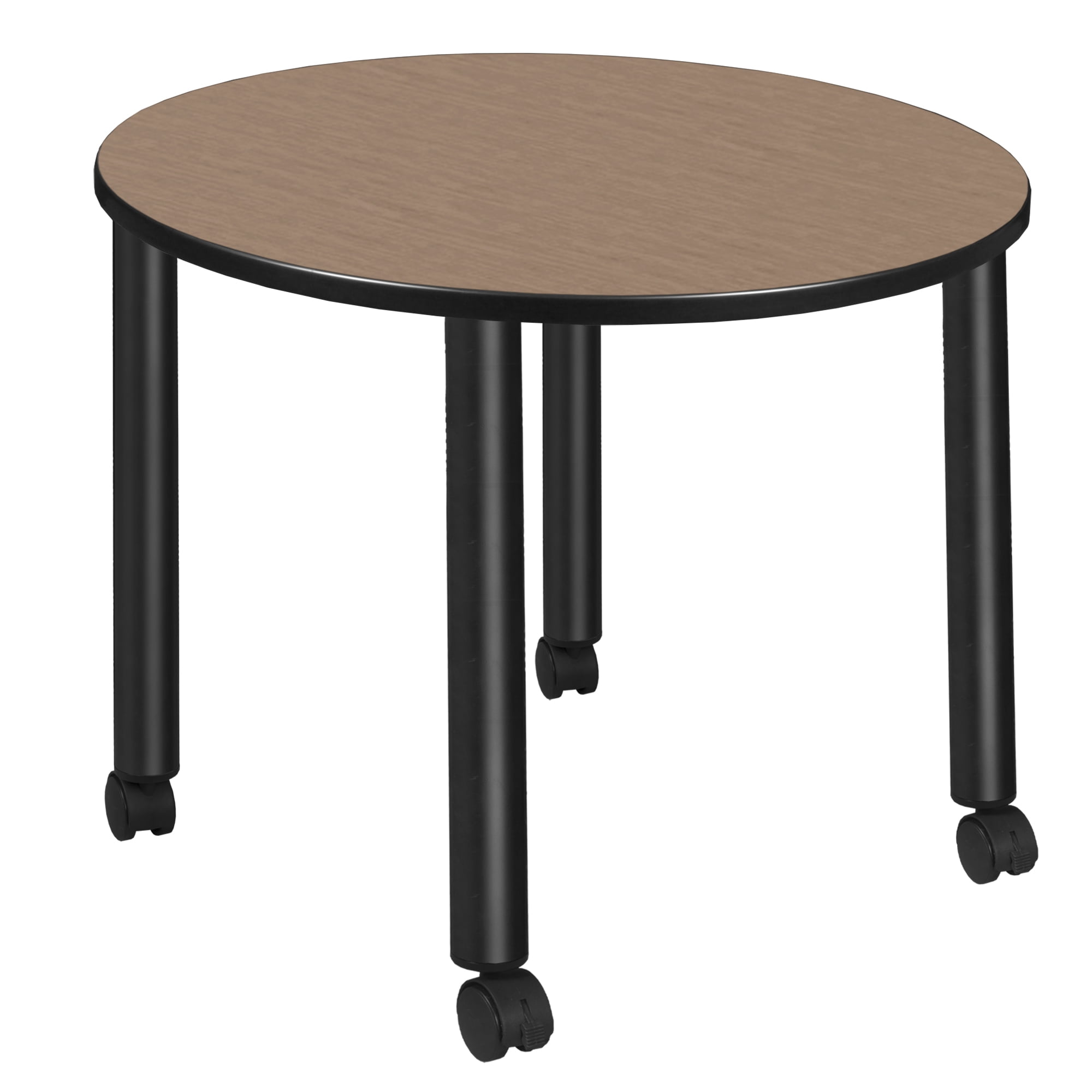 Romig Trek Medium 42 in. Round Breakroom Table- Noble Oak Top, Black ...