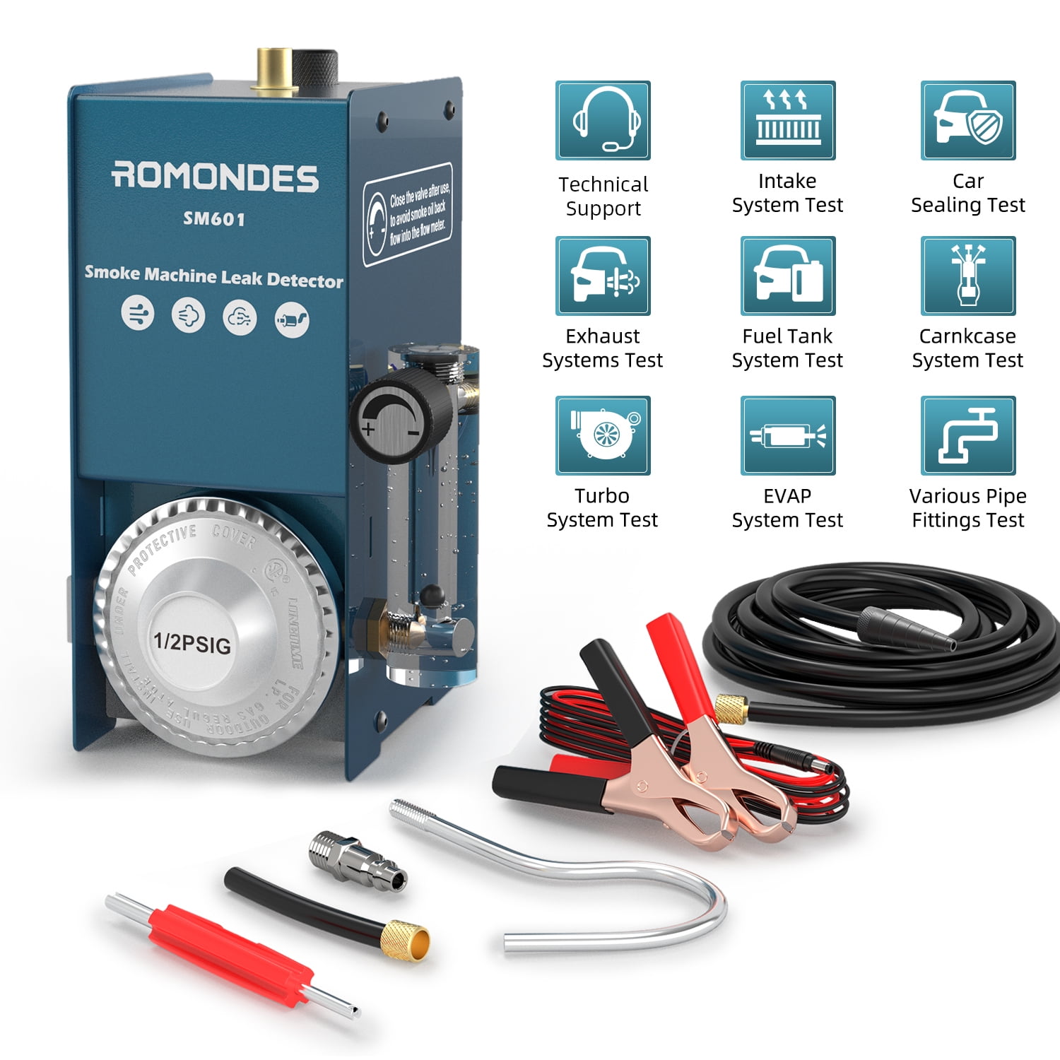 Romondes SM601 Automotive Smoke Machine Car Smoke Leak Detector Pipe ...