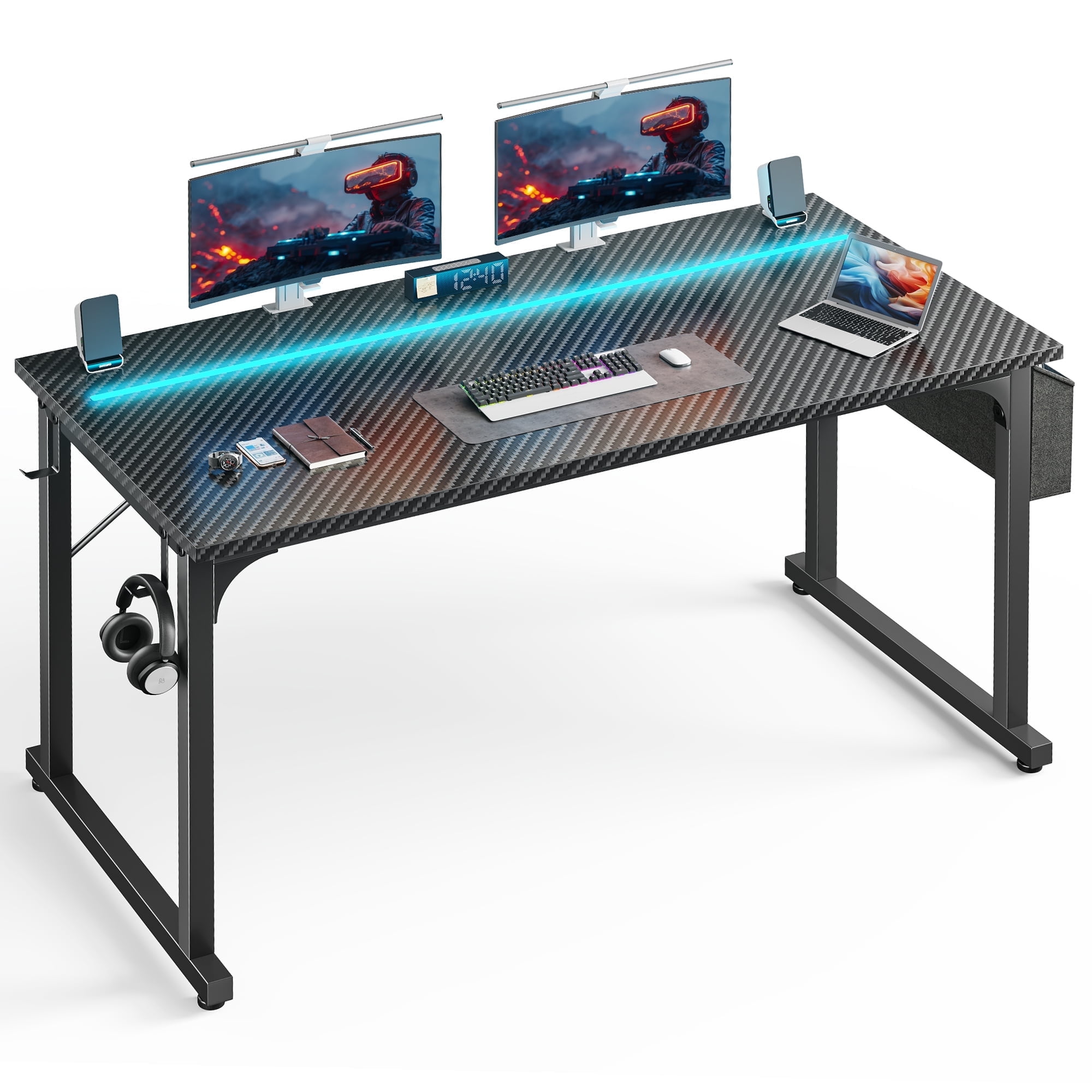 Romorgniz 55 Inch Computer Desk with LED Lights for Small Spaces, Home ...