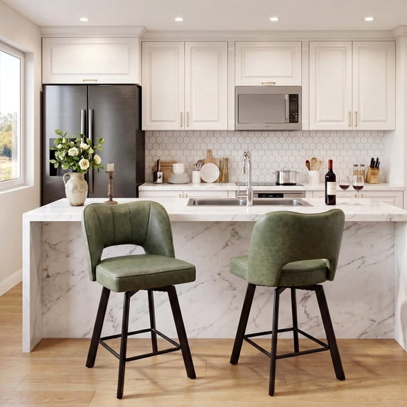 Romorgniz Bar Stool with Back Set of 2, Counter Height Bar Stools with ...